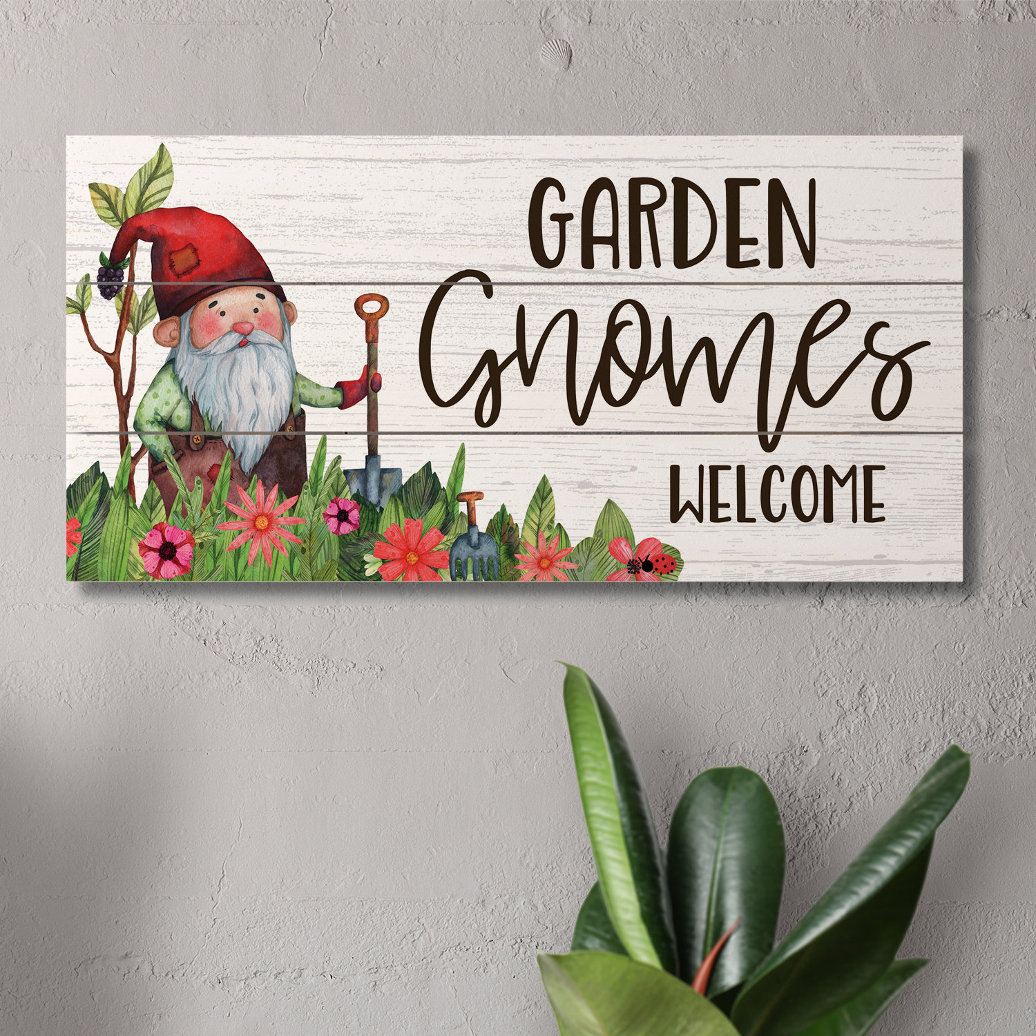 CounterArt Garden Gnomes Hanging Wood Wall Sign - Wayfair Canada