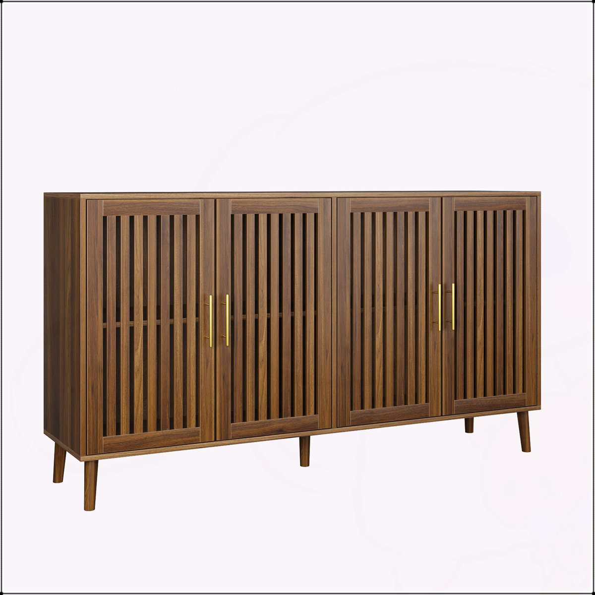George Oliver Versatile Walnut Sideboard Cabinet with Abundant Storage ...