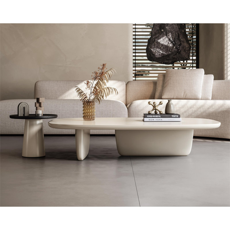 Ivy Bronx Rudina Modern Nesting Coffee Table Set - Oval Wood Double Leg ...