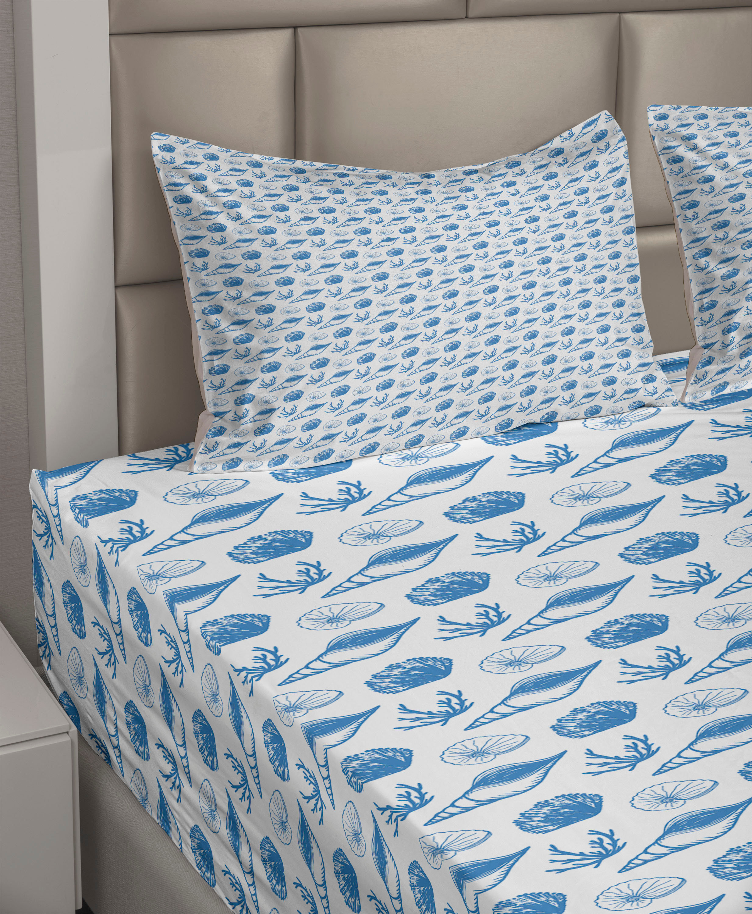 Ambesonne Marine Sheet Set Seashells Coral Vintage Art Dark Turquoise ...