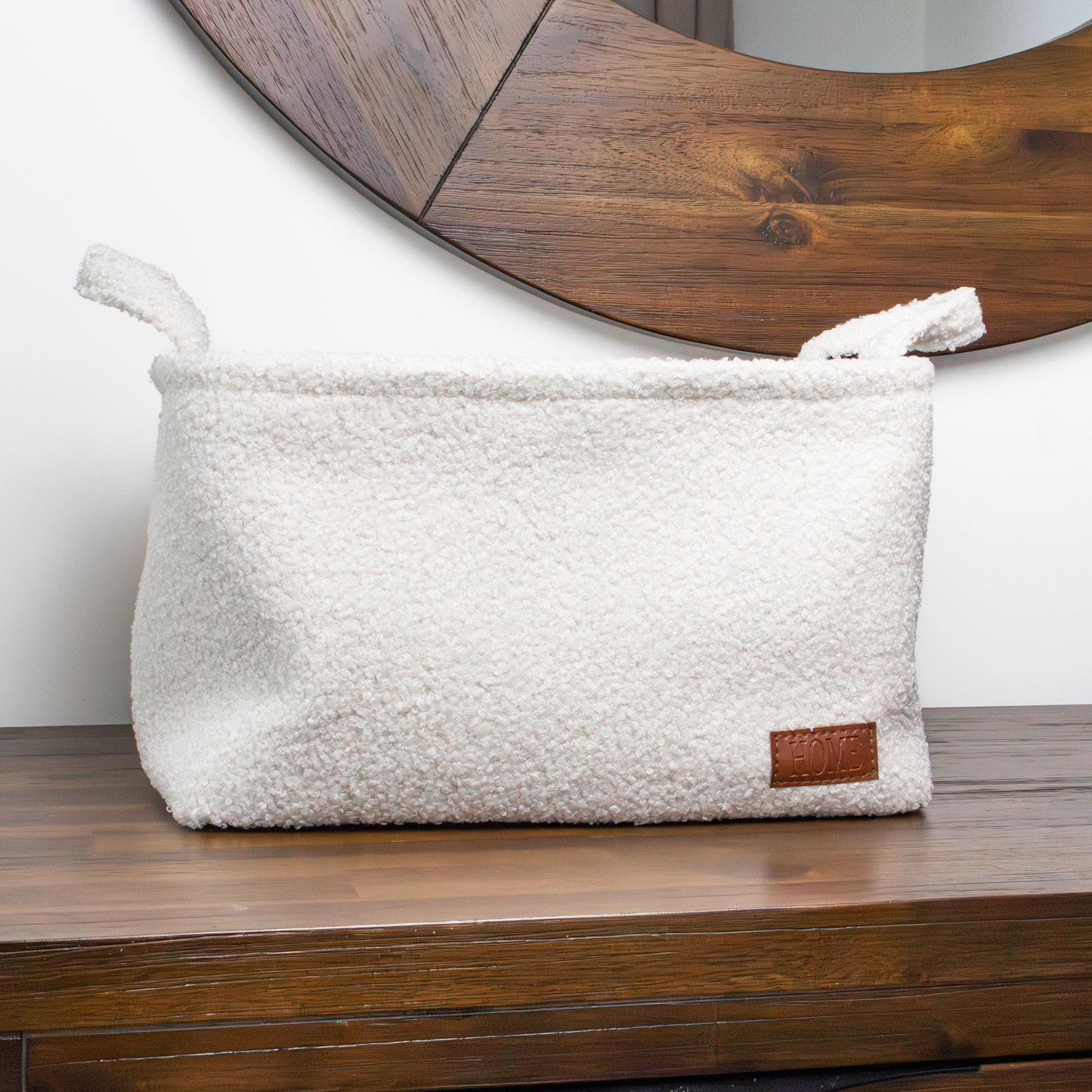 Ebern Designs Shiro Boucle Fabric Rectangular Organiser Basket With ...