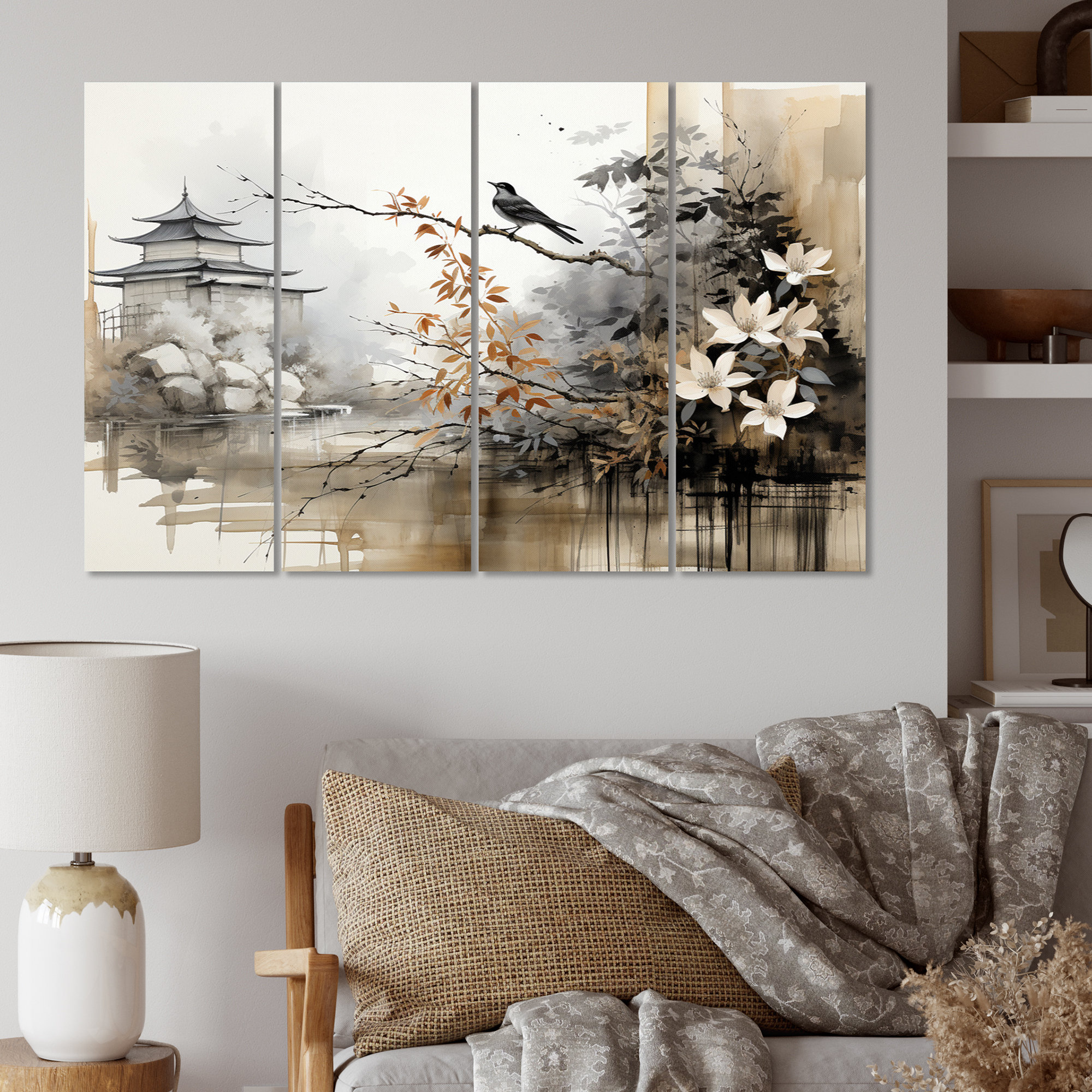 Winston Porter Asian Art Sumi Bird Serenity I - Asian Metal Wall Decor ...
