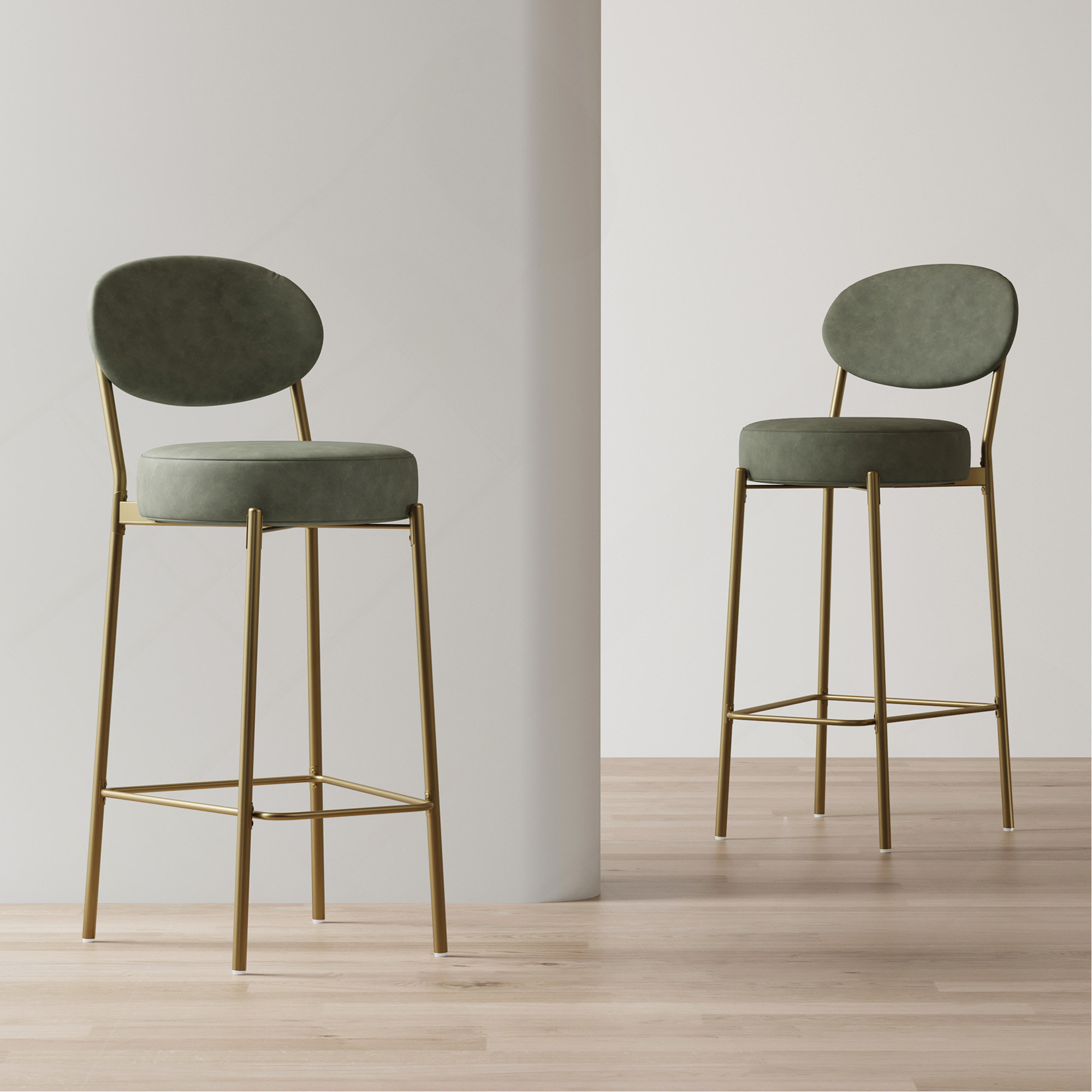Latitude Run® Seat Height Upholstered Bar Stools Set Of 2 Counter ...