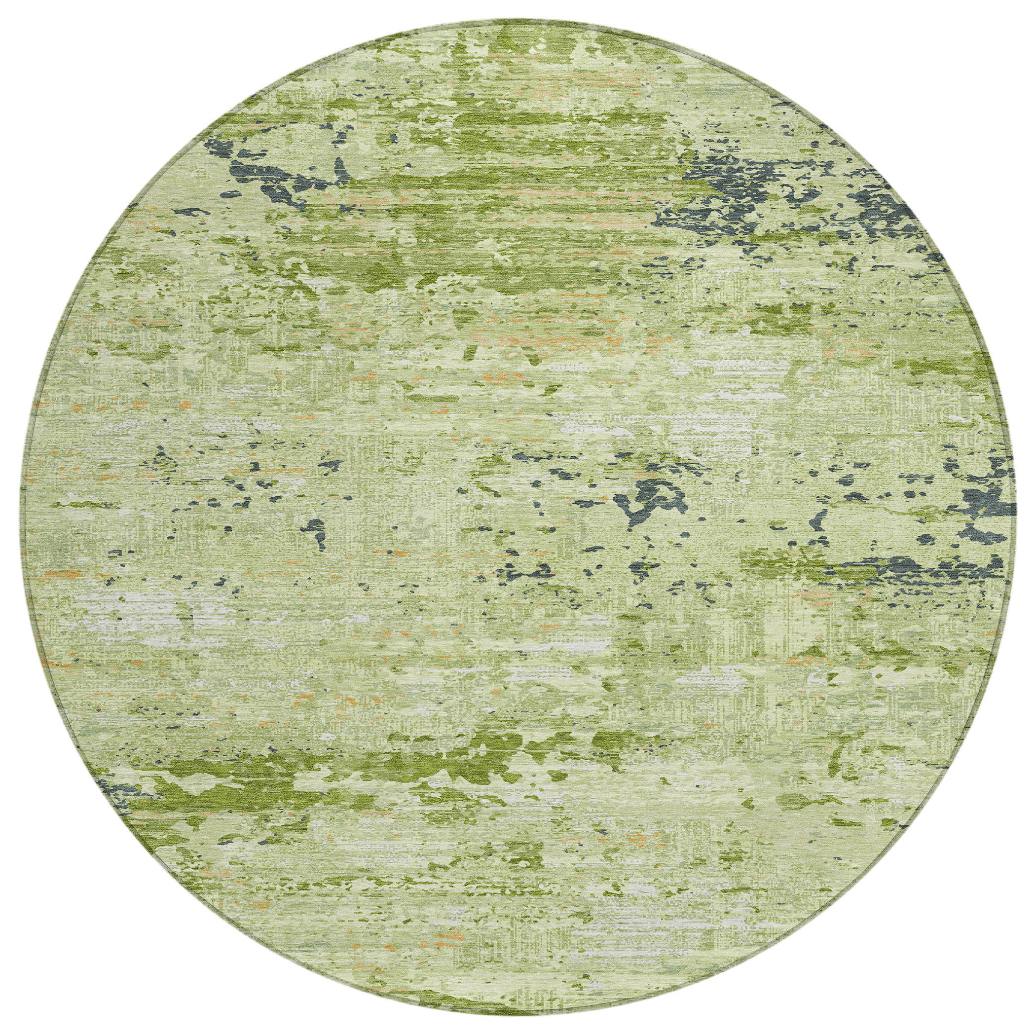 Orren Ellis 8' Artichoke Green And Olive Green Round Abstract Washable ...