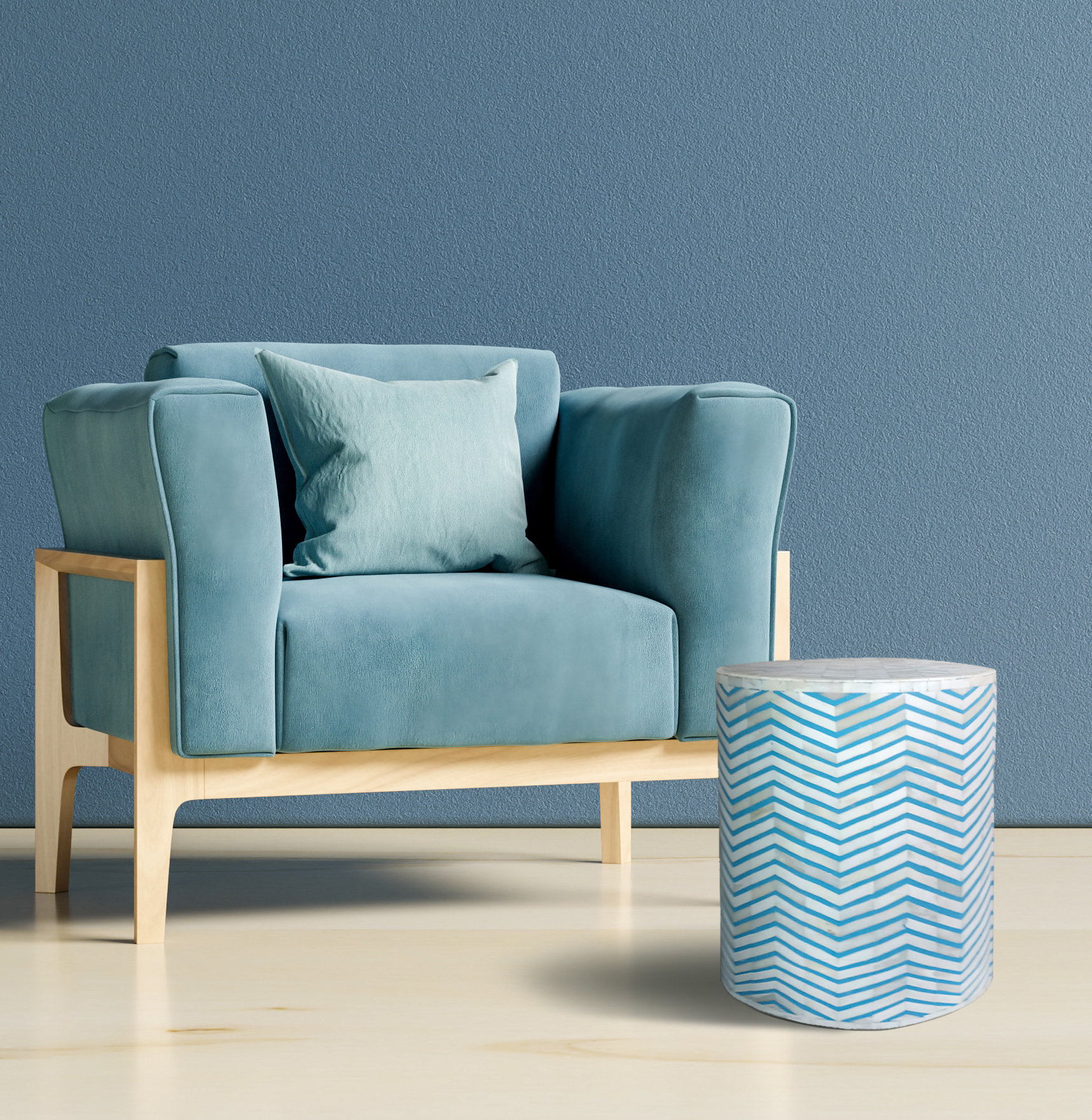 Corrigan Studio® Blue Coastal Chevron Handmade Bone Inlay Resin Drum ...