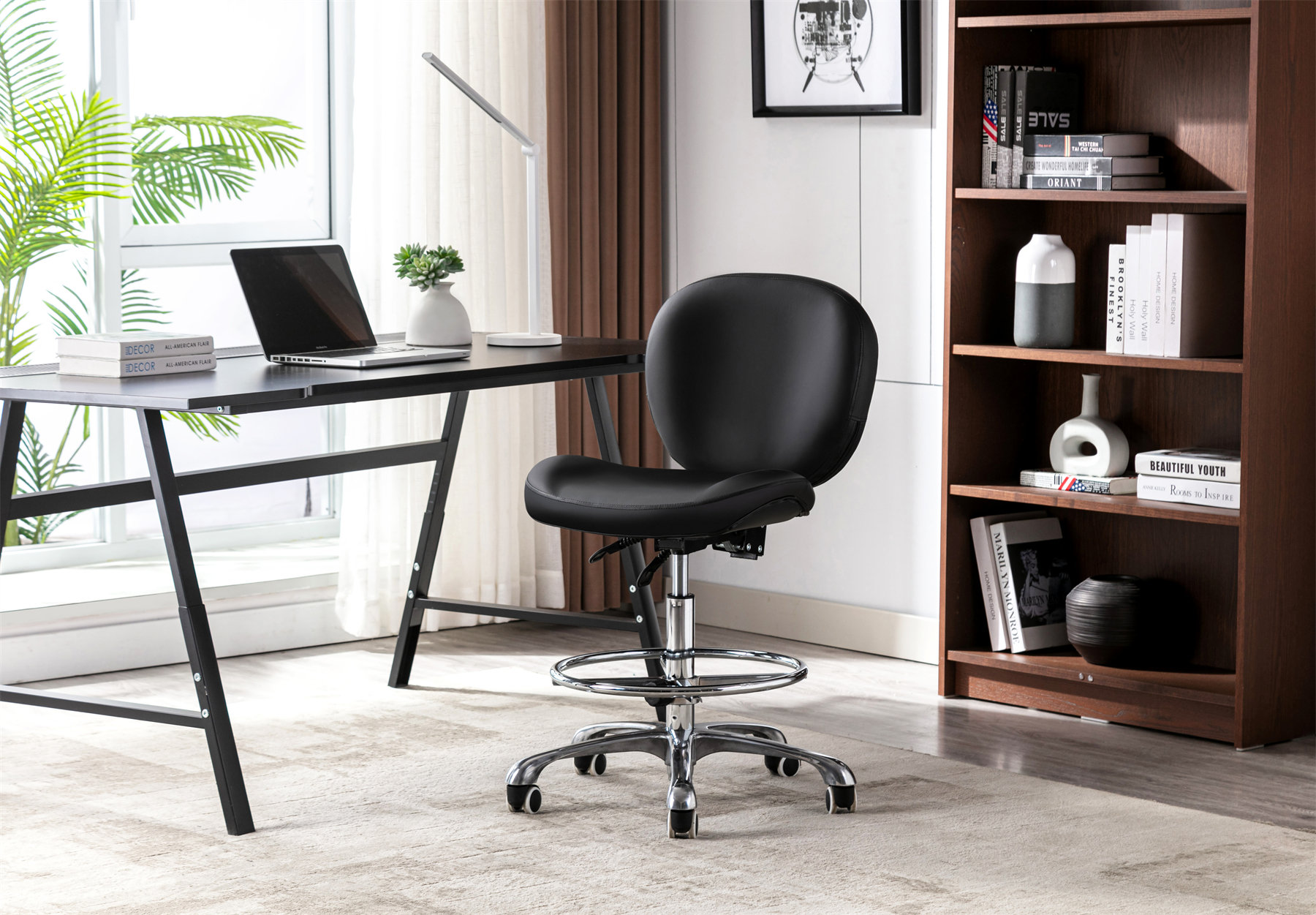 Inbox Zero Jorinda Height Adjustable Lab Stool with Casters | Wayfair