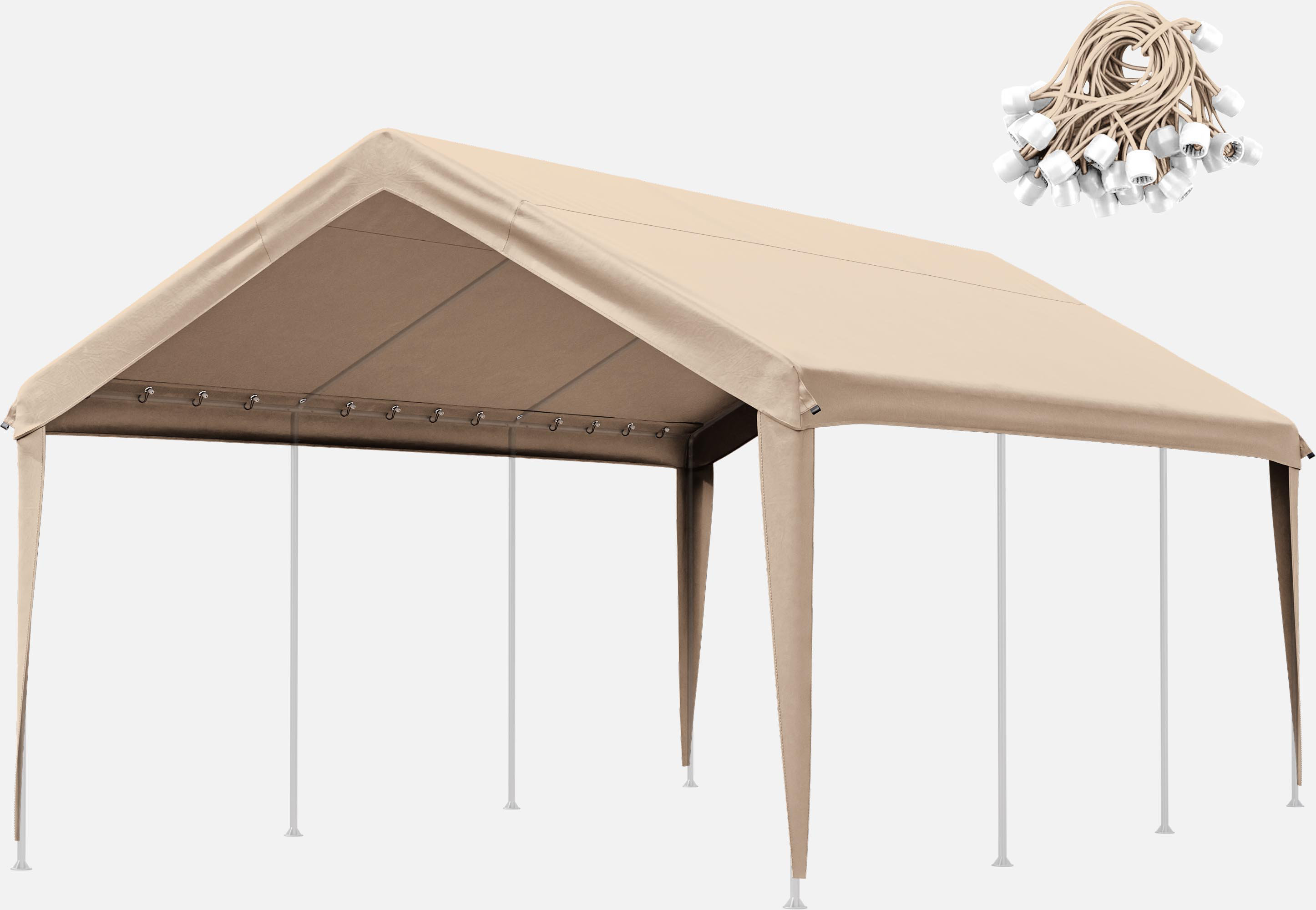 Barry Room Carport Canopy Replacement Cover With Ball Bungees (Frame Is ...