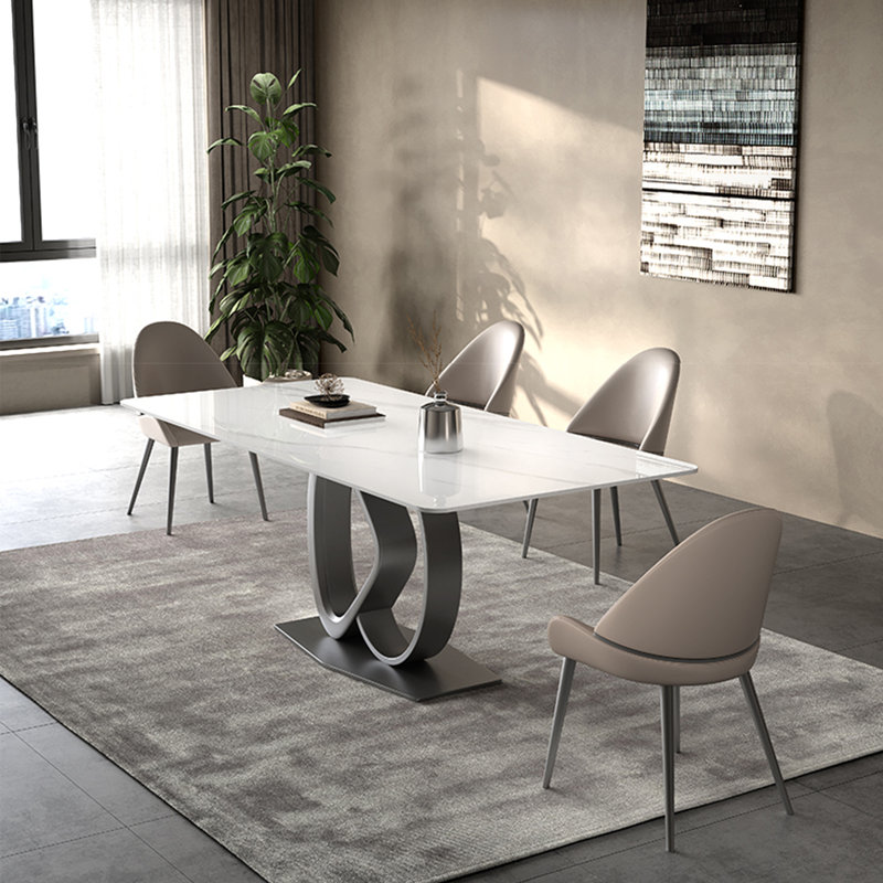 HomeLuxea Minimalist White Sintered Stone Dining Table Set | Wayfair