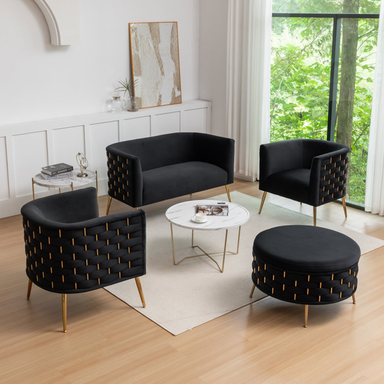 Everly Quinn Cristen 4 - Piece Velvet Living Room Set | Wayfair