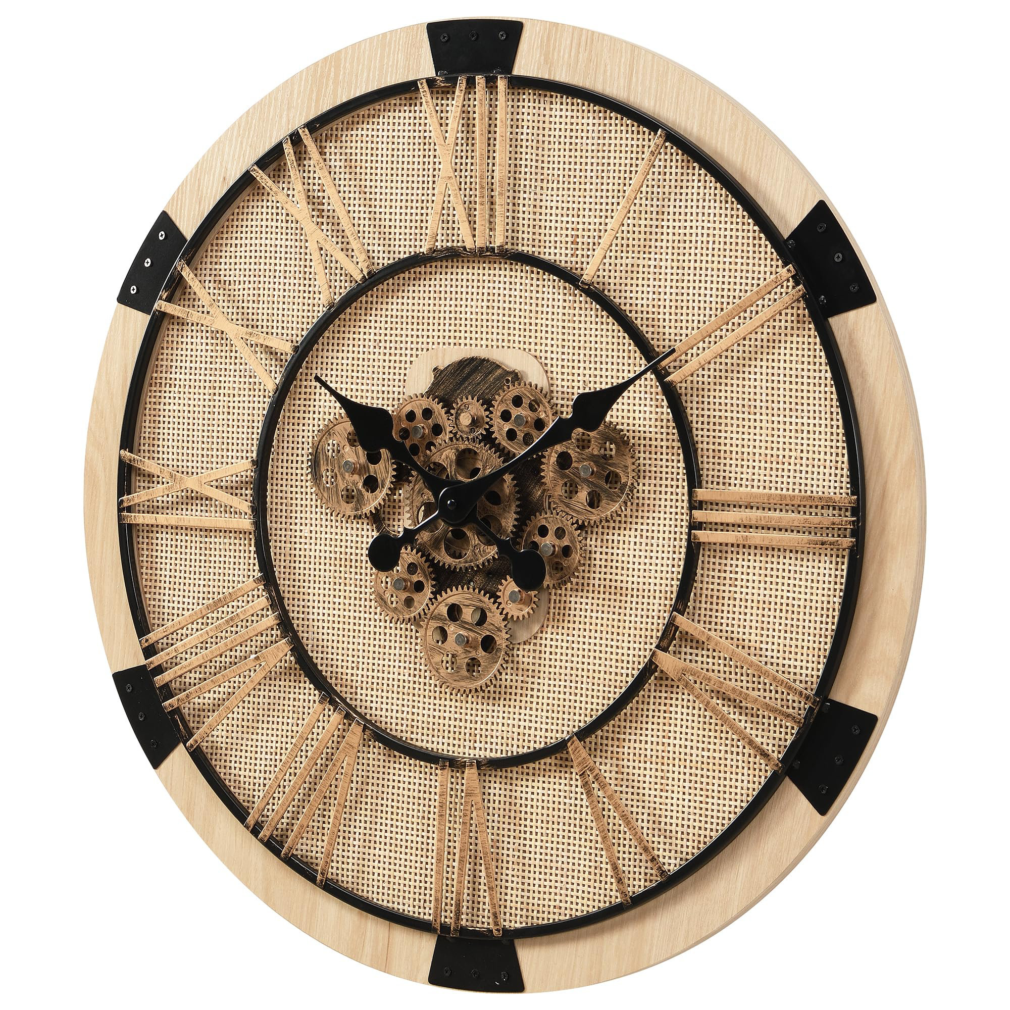 Bay Isle Home™ 27“ Boho Natural Rattan Wall Clock With Real Moving ...
