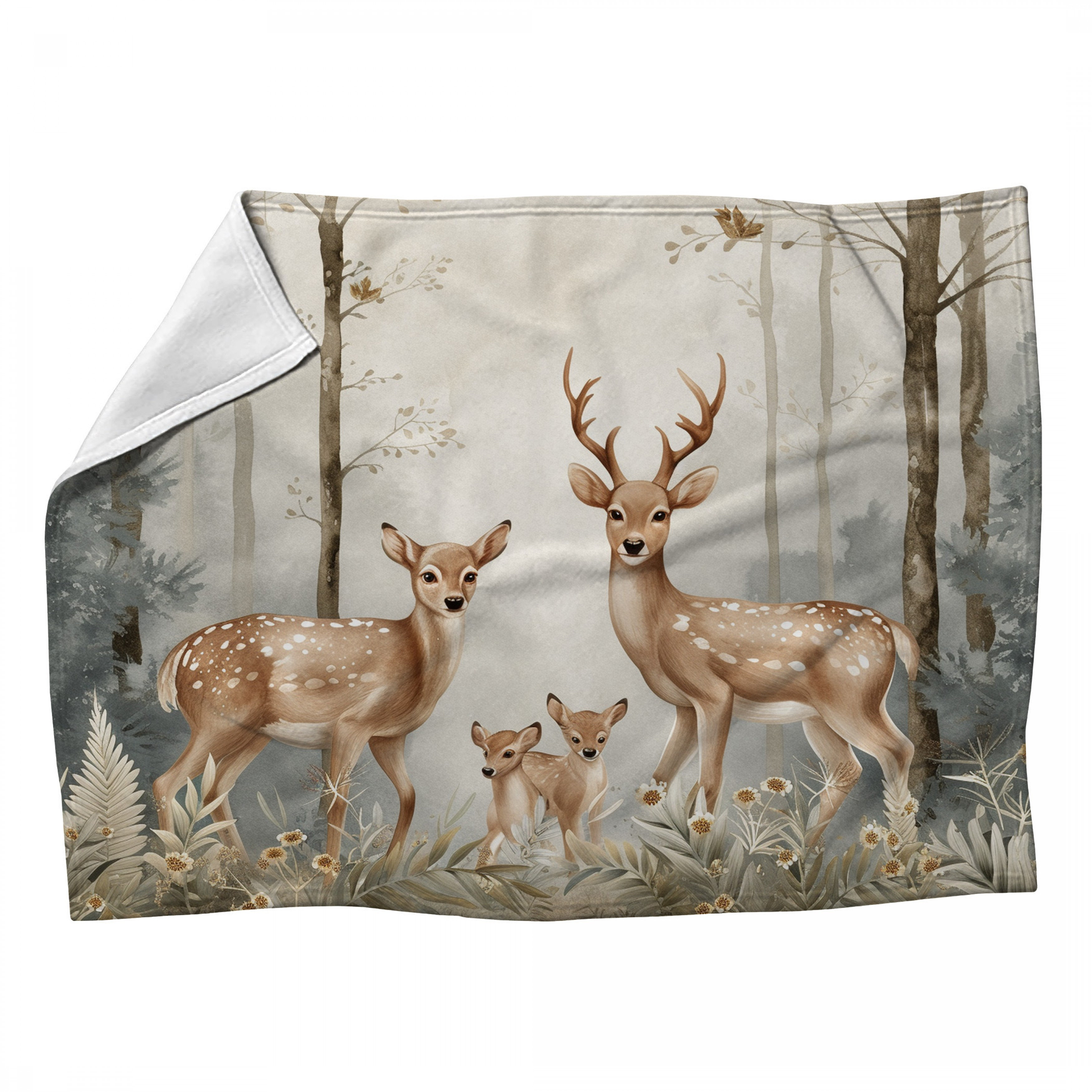 VisionDecor Deer Fleece Throw Blanket - Nature Throws for Sofas or Beds ...