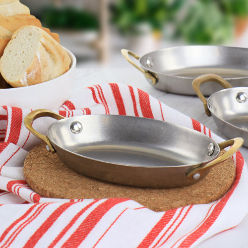 Martha Stewart 6 Piece Mini Oval Au Gratin Pan Set with Brass Handle ...