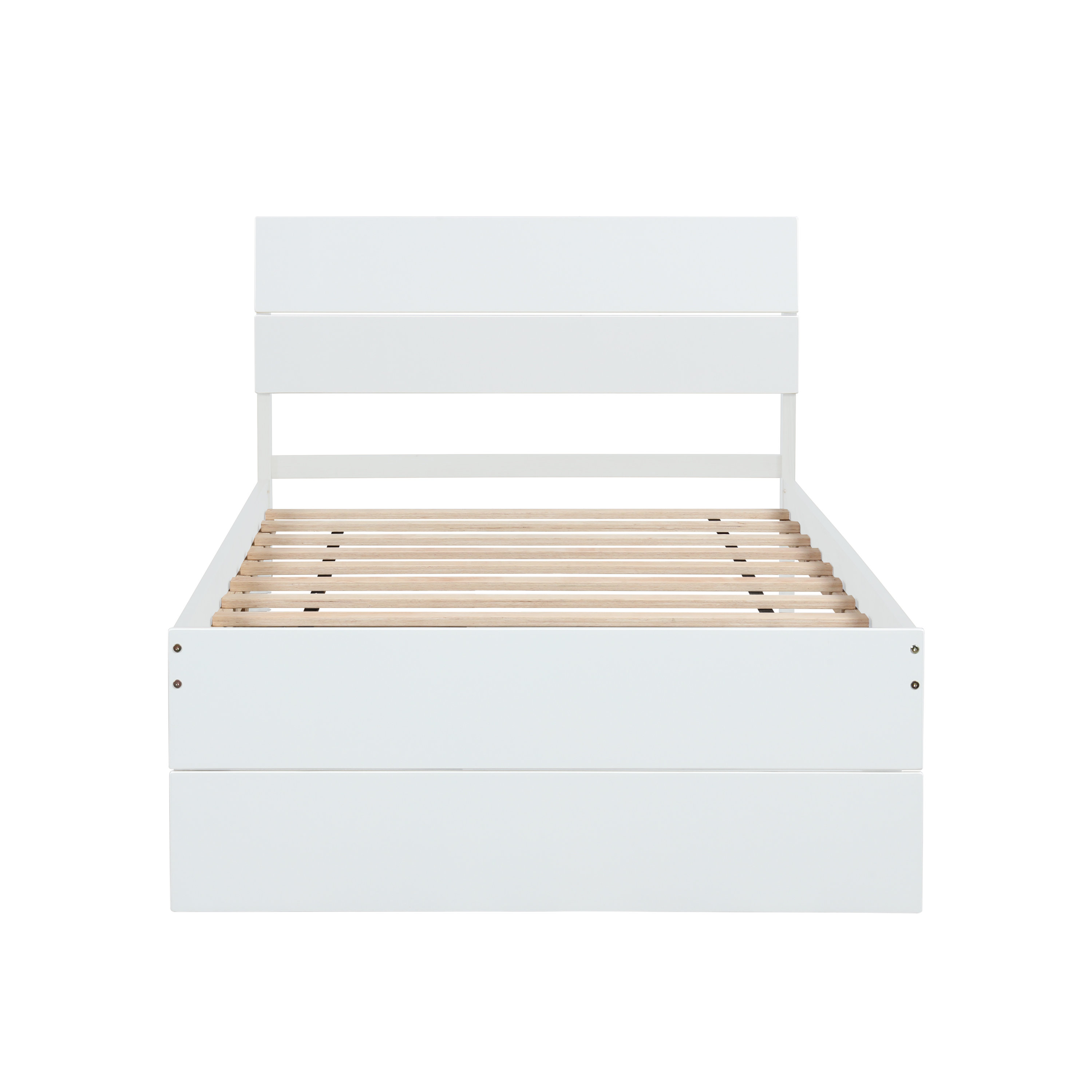 Hokku Designs Modern Bed Frame With Trundle For High Gloss Headboard ...
