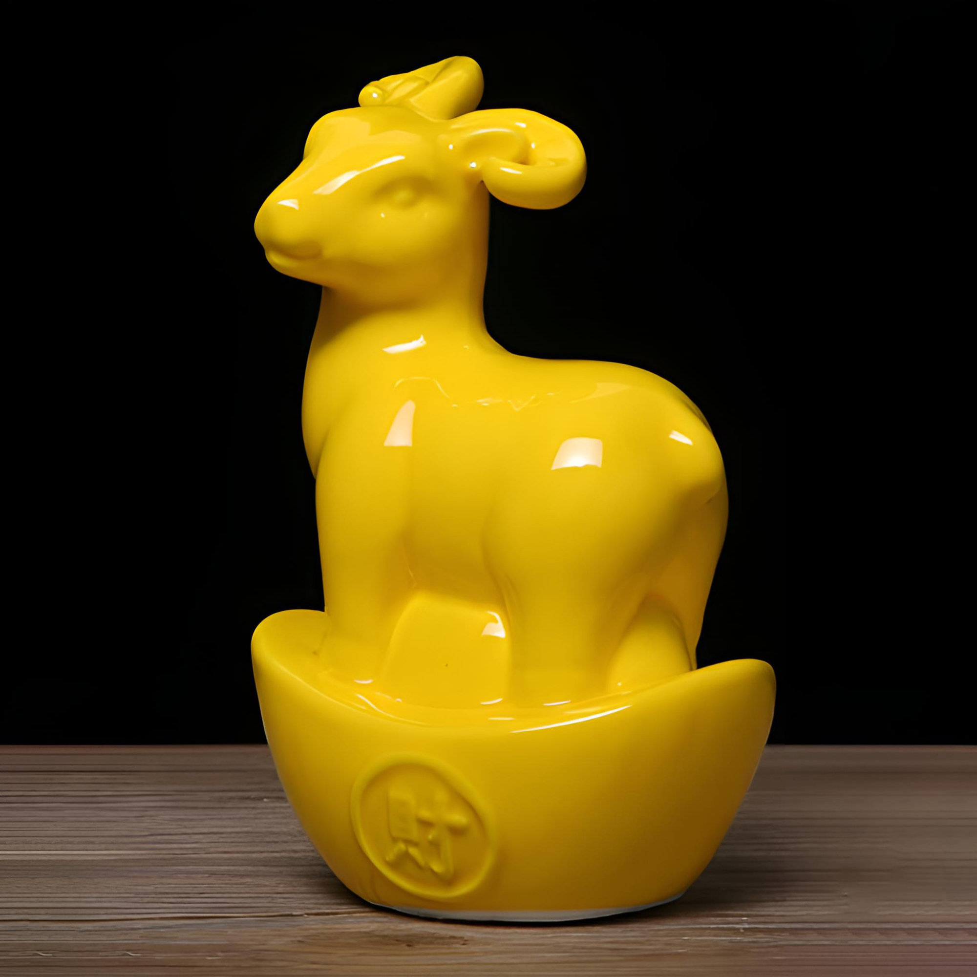 August Grove® "Luxury Yellow Clay Goat Figurine – Meticulous ...