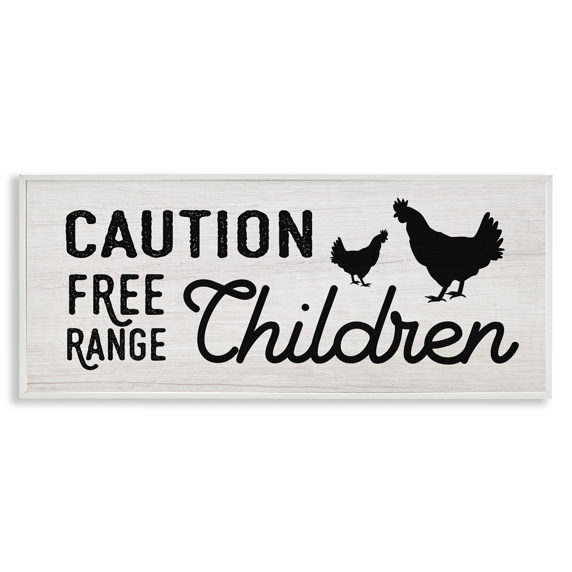 Stupell Industries Caution Free Range Children Sign Family Farm Birds ...