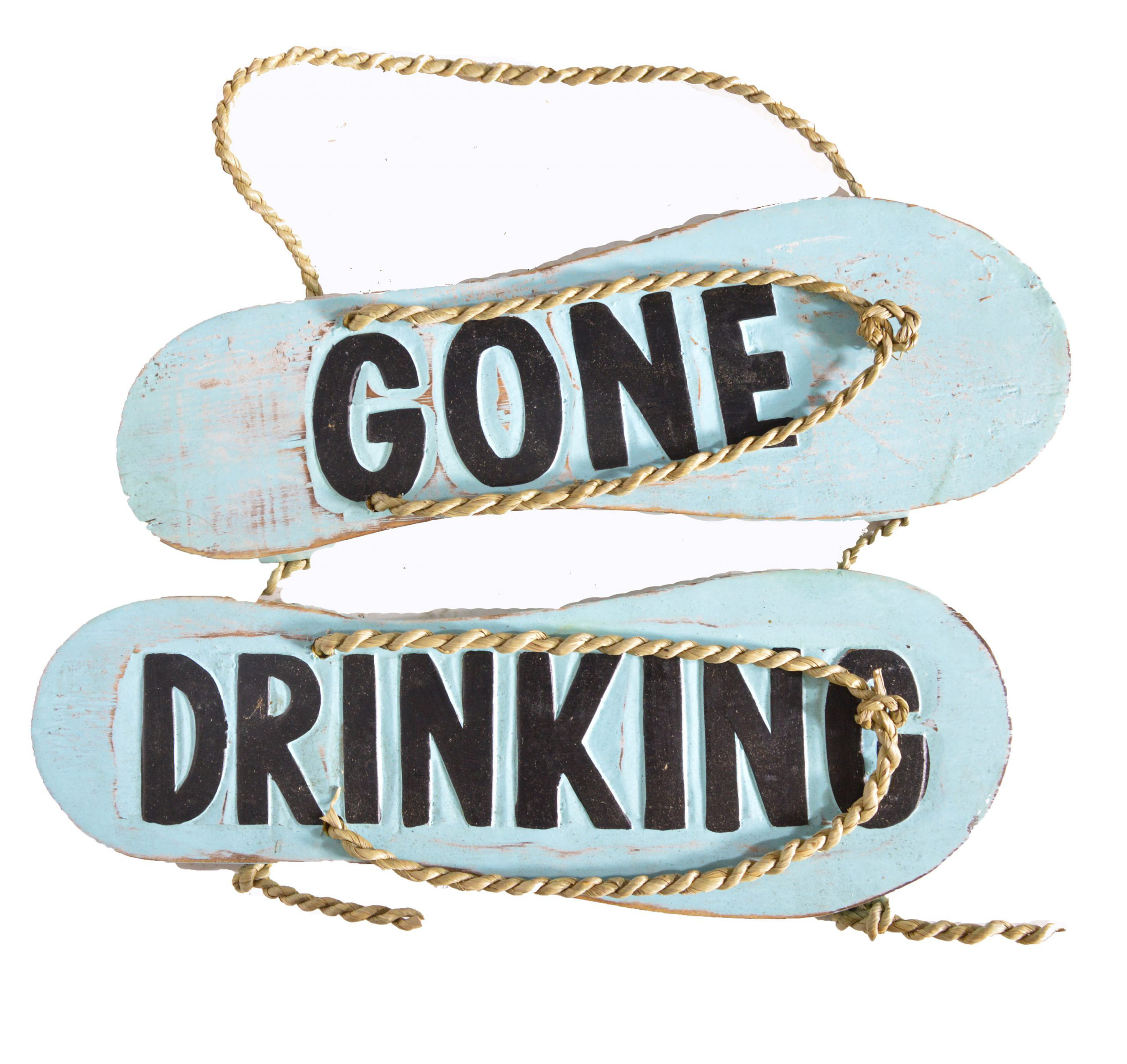 World Bazzar Hand Carved Wooden Flip Flop Gone Drinking Sign | Wayfair