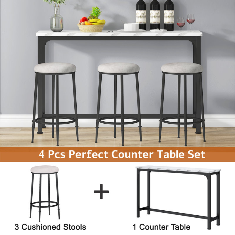 Union Rustic Kyrie Modern Kitchen Counter Height Dining Table Set with ...