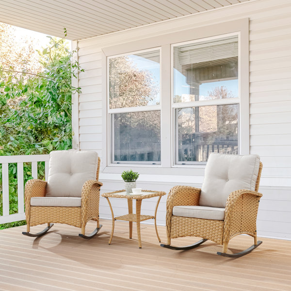 Winston Porter Aluel 2 - Person Rocking Chairs and Side Table Seating ...