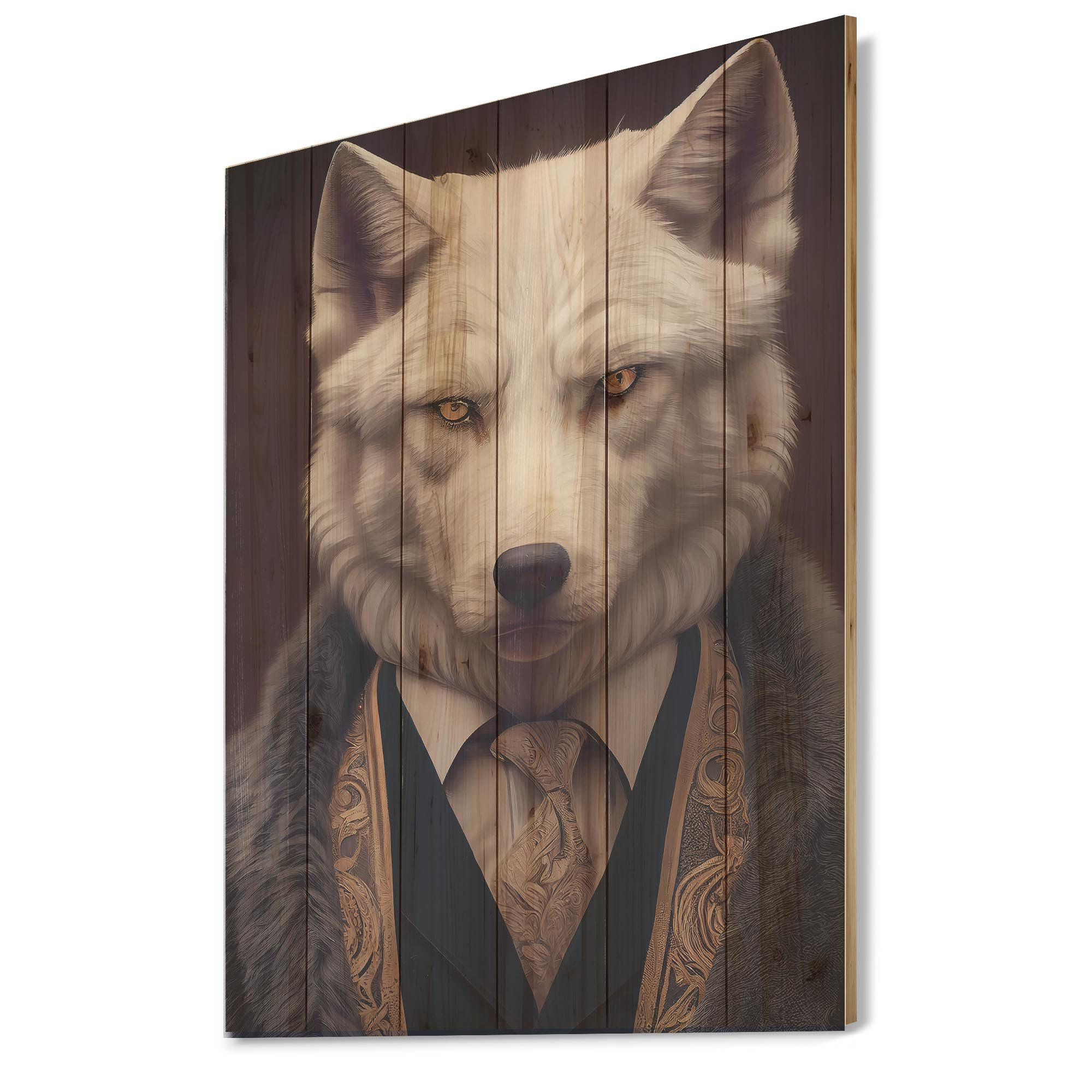 Trinx Portrait Of Elegant And Stylish Wolf I - Animals Wolf Wood Wall ...