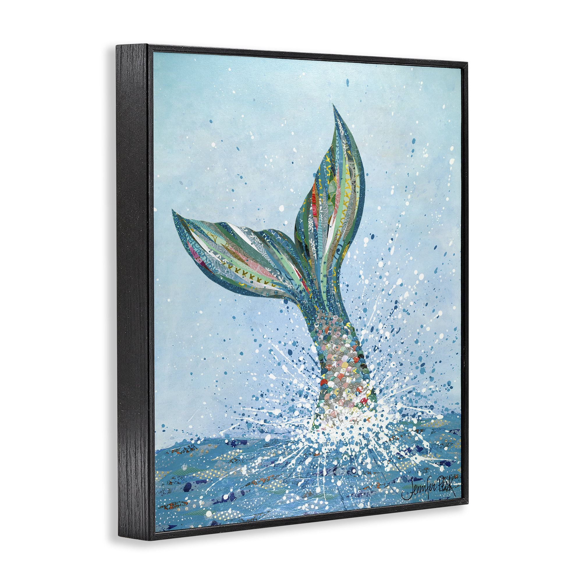Stupell Industries Diving Mermaid Tail Framed Giclee Art by Jennifer ...