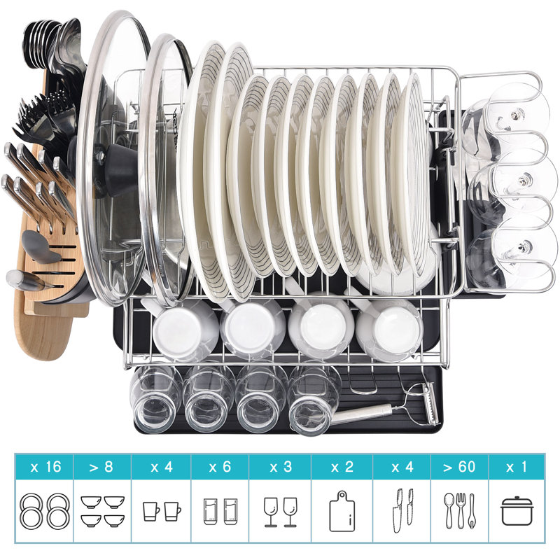 KINGRACK 2-Tiers Stainless Steel Kitchen Dish Rack, Dish Drying Rack ...