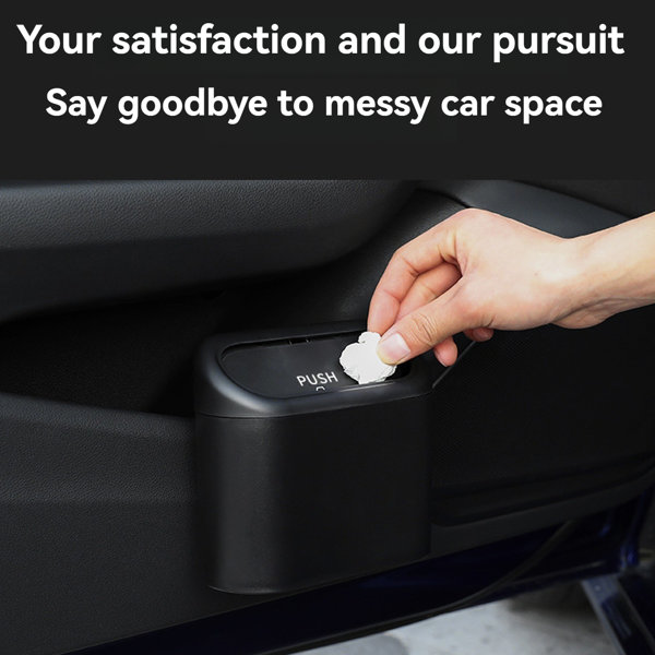 frler Car Trash Can With Lid Mini Auto Dustbin Garbage Organizer | Wayfair
