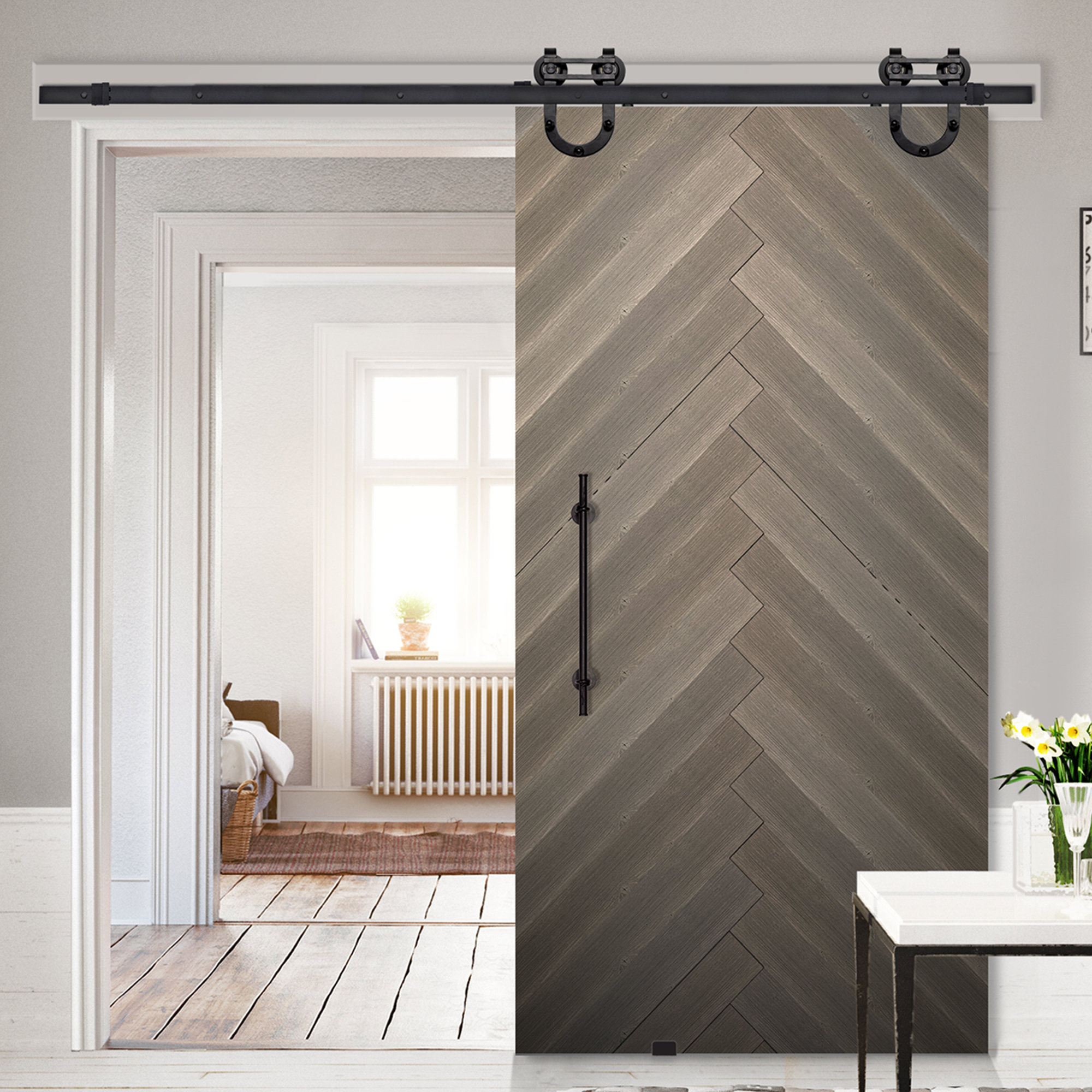 Barndoorz Flush Wood Finish Enchanted Rock Barn Door without ...