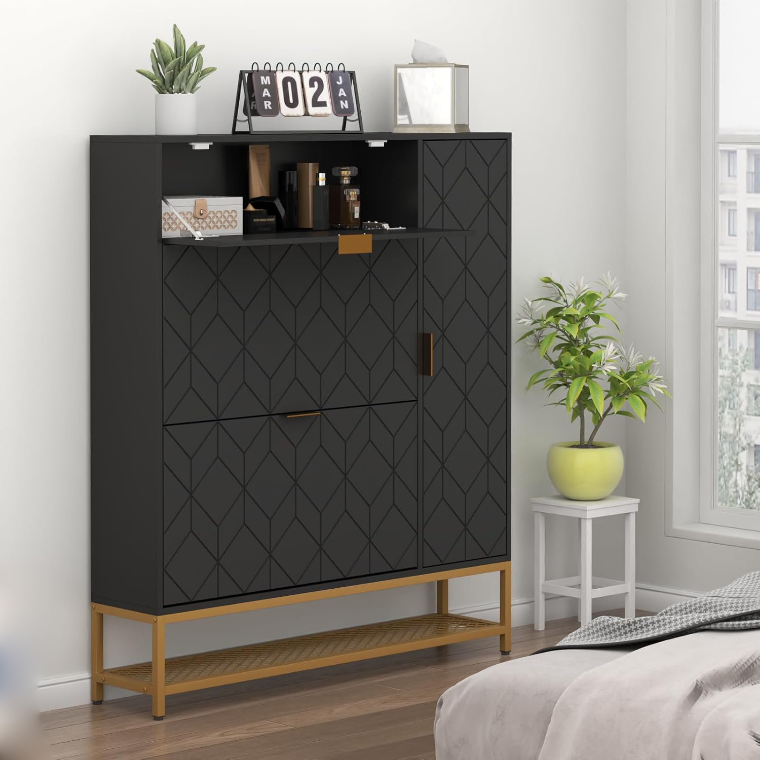 Xizye Self Standing Tilted Bucket Shoe Rack Organizer | Wayfair