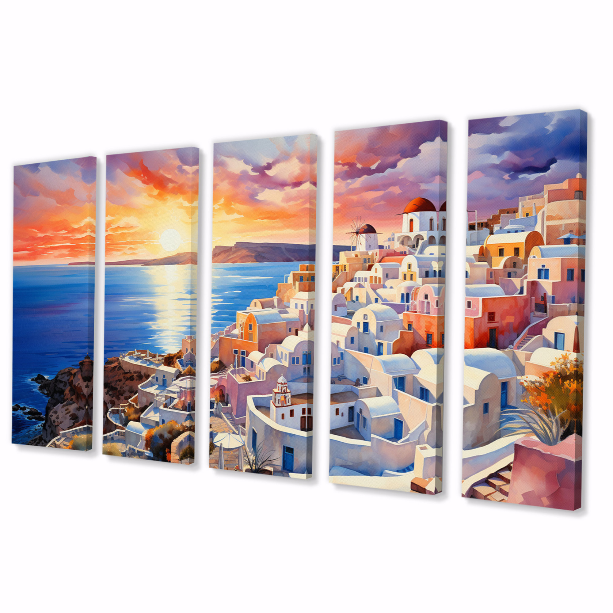 Ebern Designs Greece Oia Splendor I - Cityscapes Canvas Wall Art - 5 ...