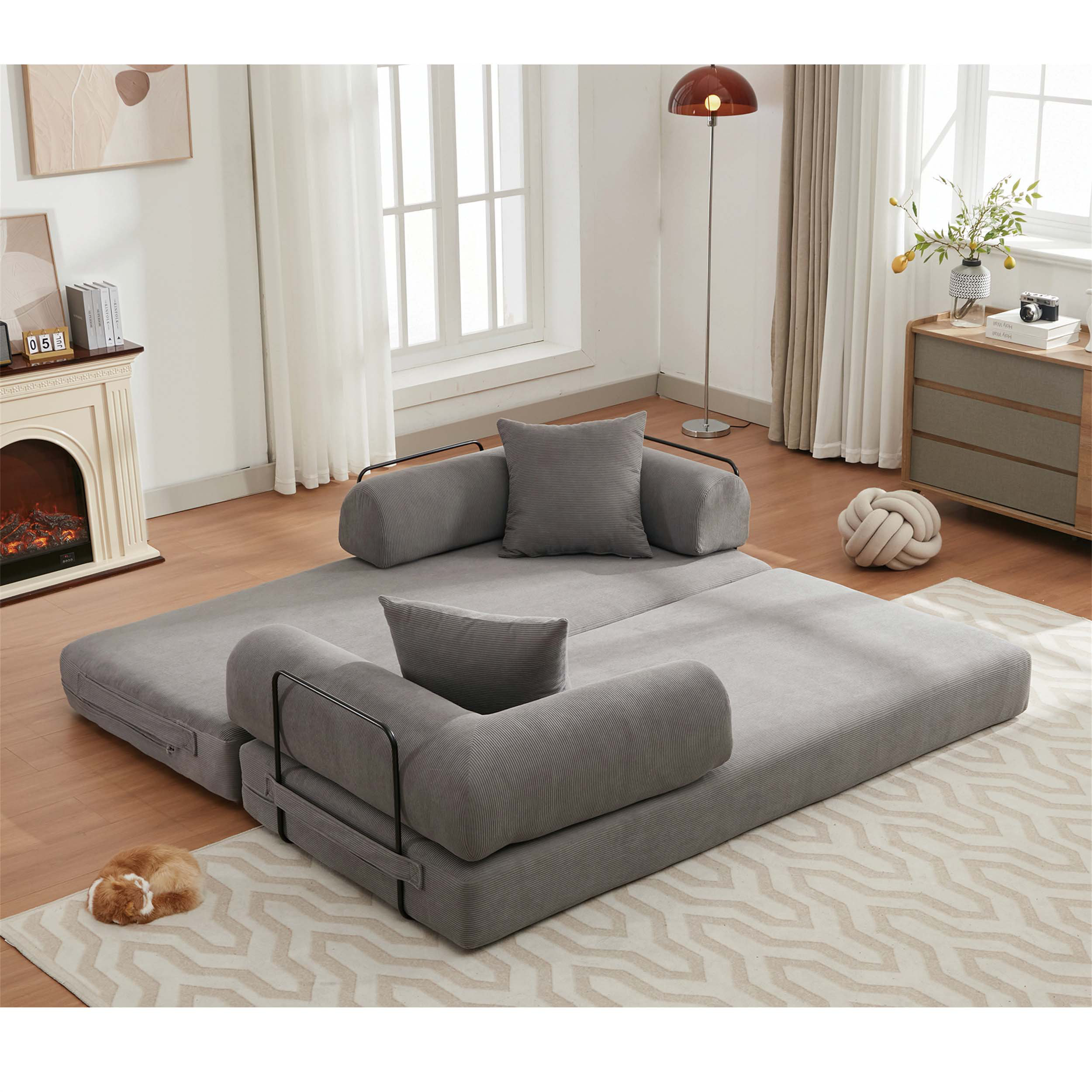 Everly Quinn Folding 4 - in - 1 DIY Convertible Sleeper Sofa Bed, Ideal ...