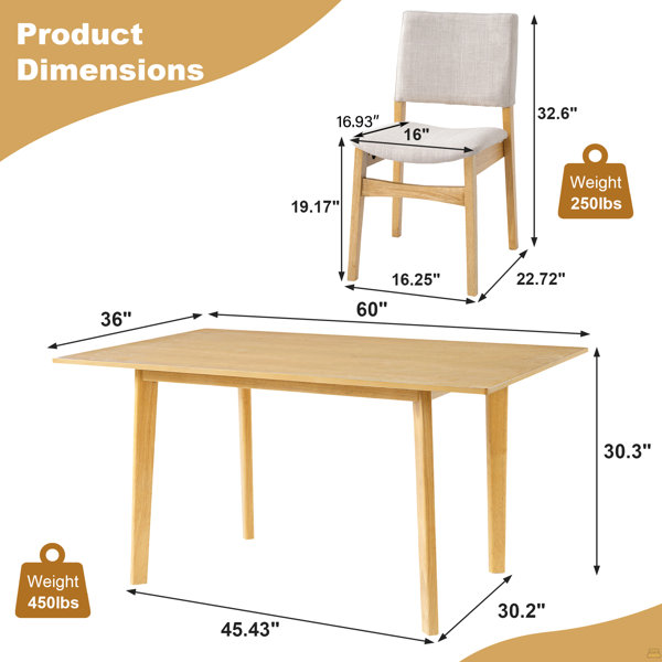August Grove® 7-Piece Modern Dining Set - Rectangular Solid Wood Table ...