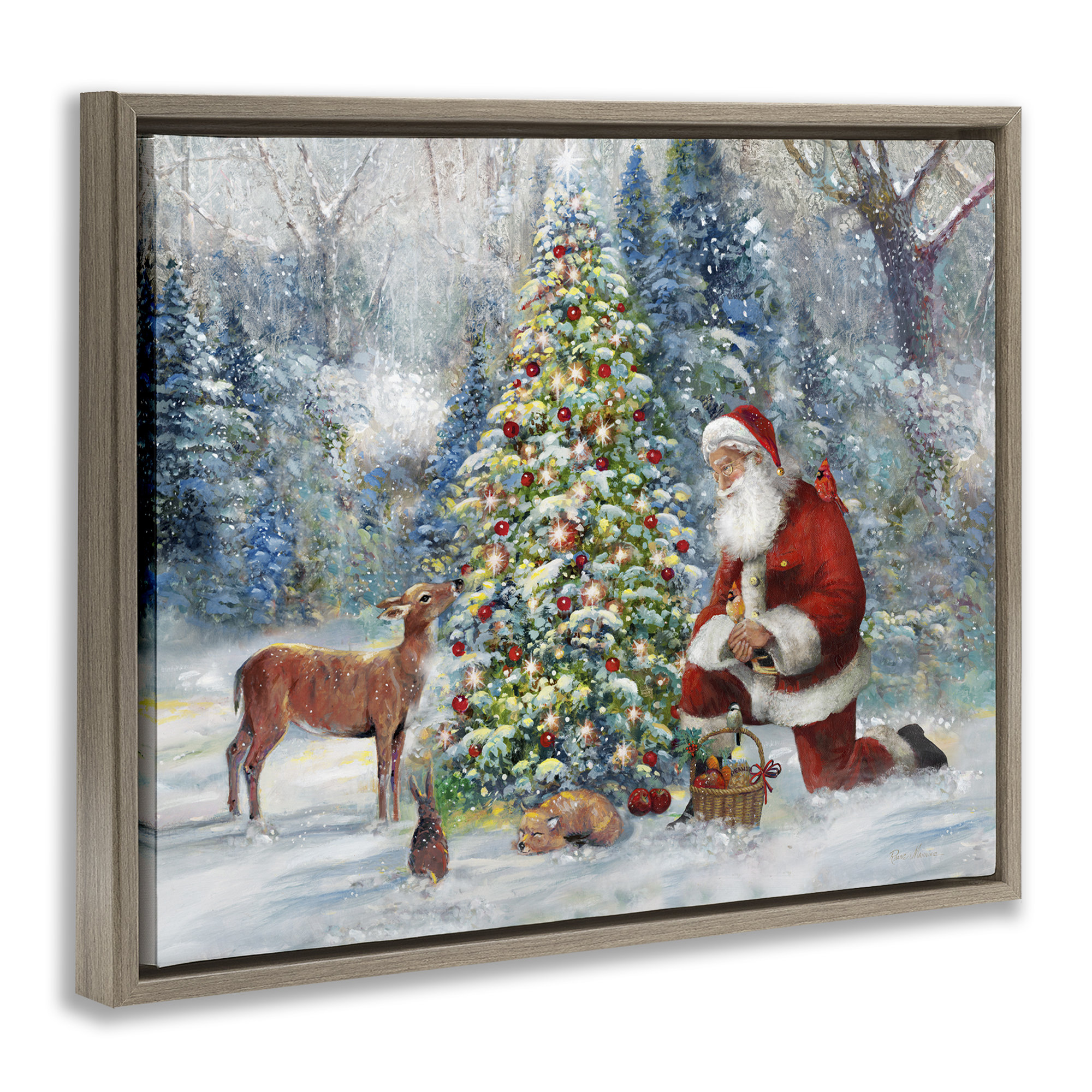 Alcott Hill® Santa & Baby Deer Giclee Art by Ruane Manning | Wayfair