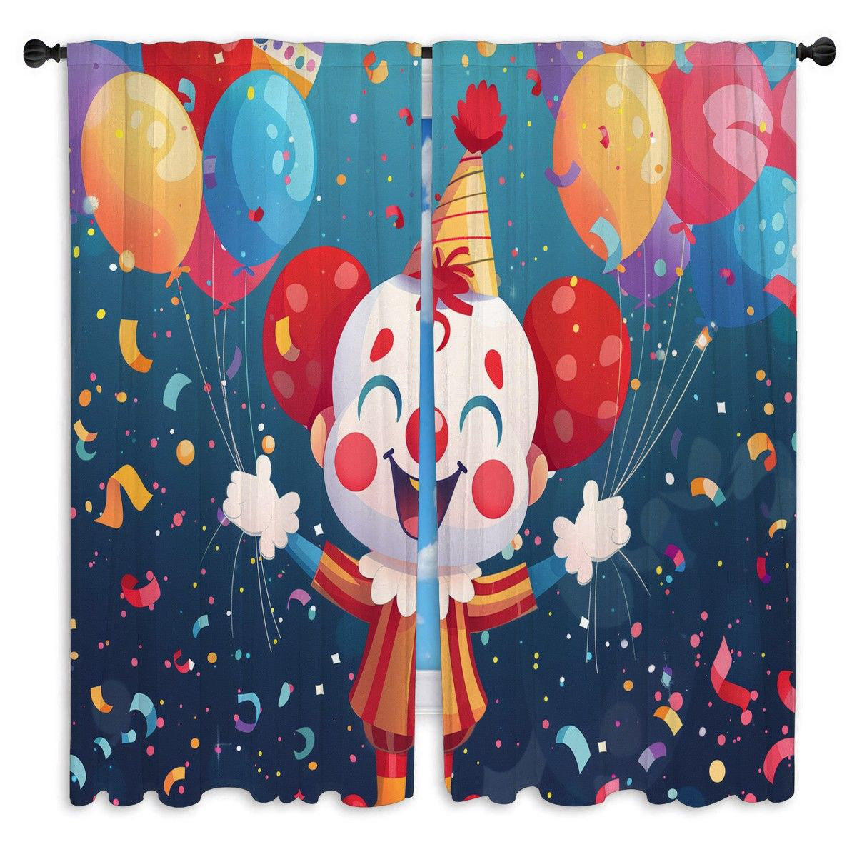 Hokku Designs Clown Window Curtains Entertainment Festive Balloons ...