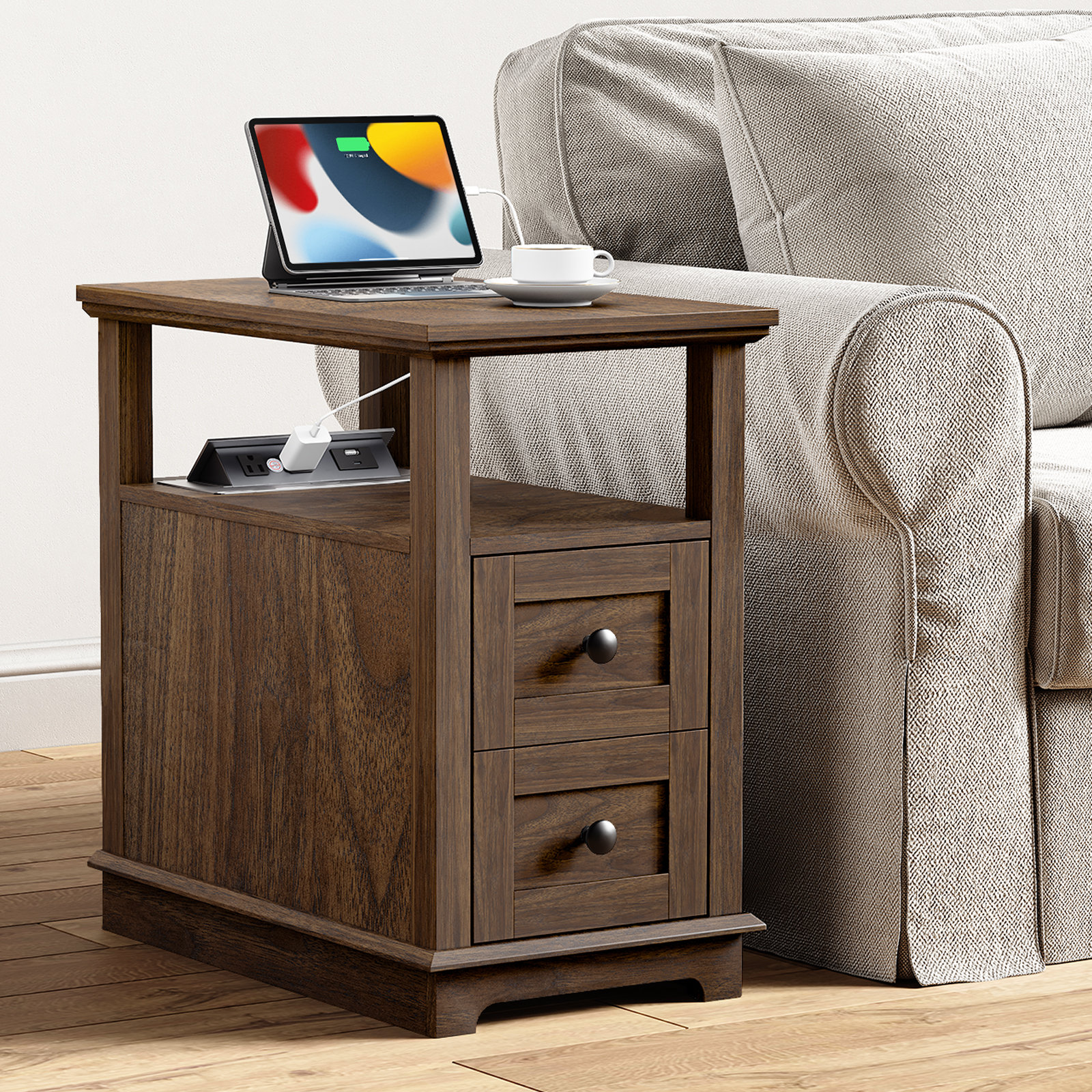 Red Barrel Studio® Ayame 2 - Drawer End Table With Storage and Fast ... Red Barrel Studio® Ayame 2 - Drawer End Table With Storage and Fast ...