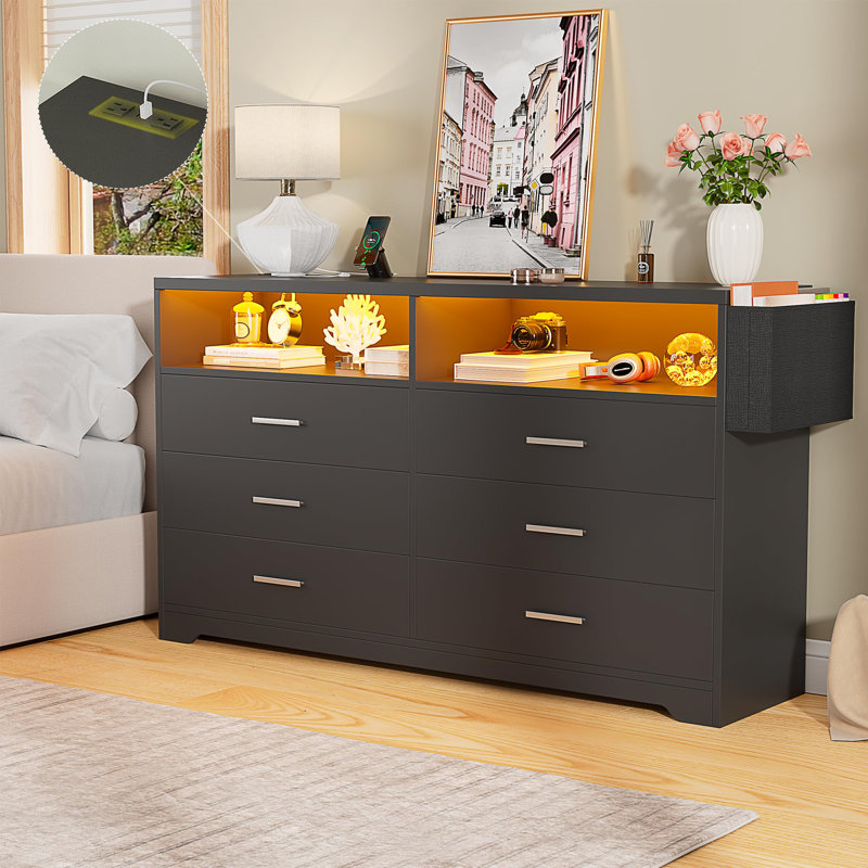 Ebern Designs Quintina 6 Drawer Double Dresser 55", Bedroom Chest of ...