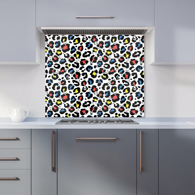 East Urban Home Coloured Leopard Print Premium Glass Kitchen Splashback ...