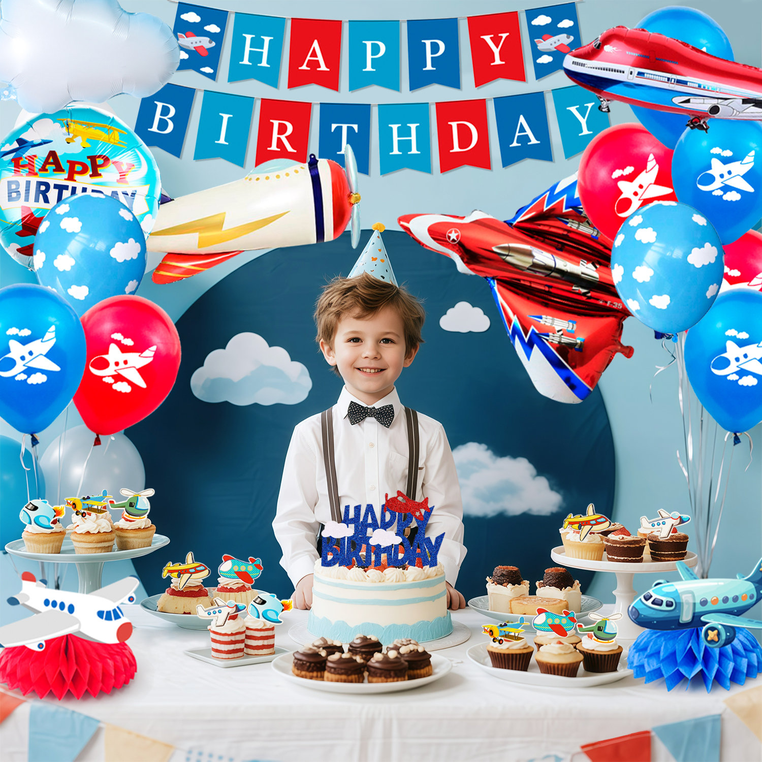 The Holiday Aisle® 43pcs Airplane Birthday Party Decorations, Vintage ...