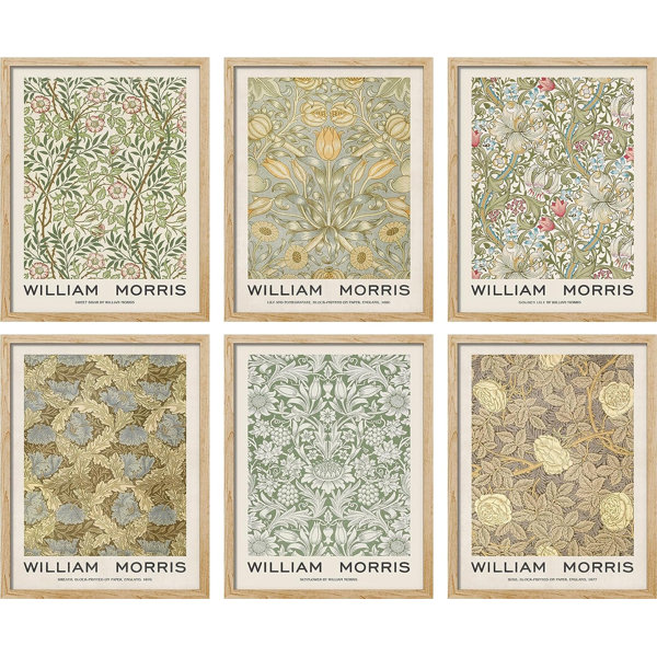 SIGNLEADER Poster William Morris Botanical Floral Framed 6 Pieces Print ...