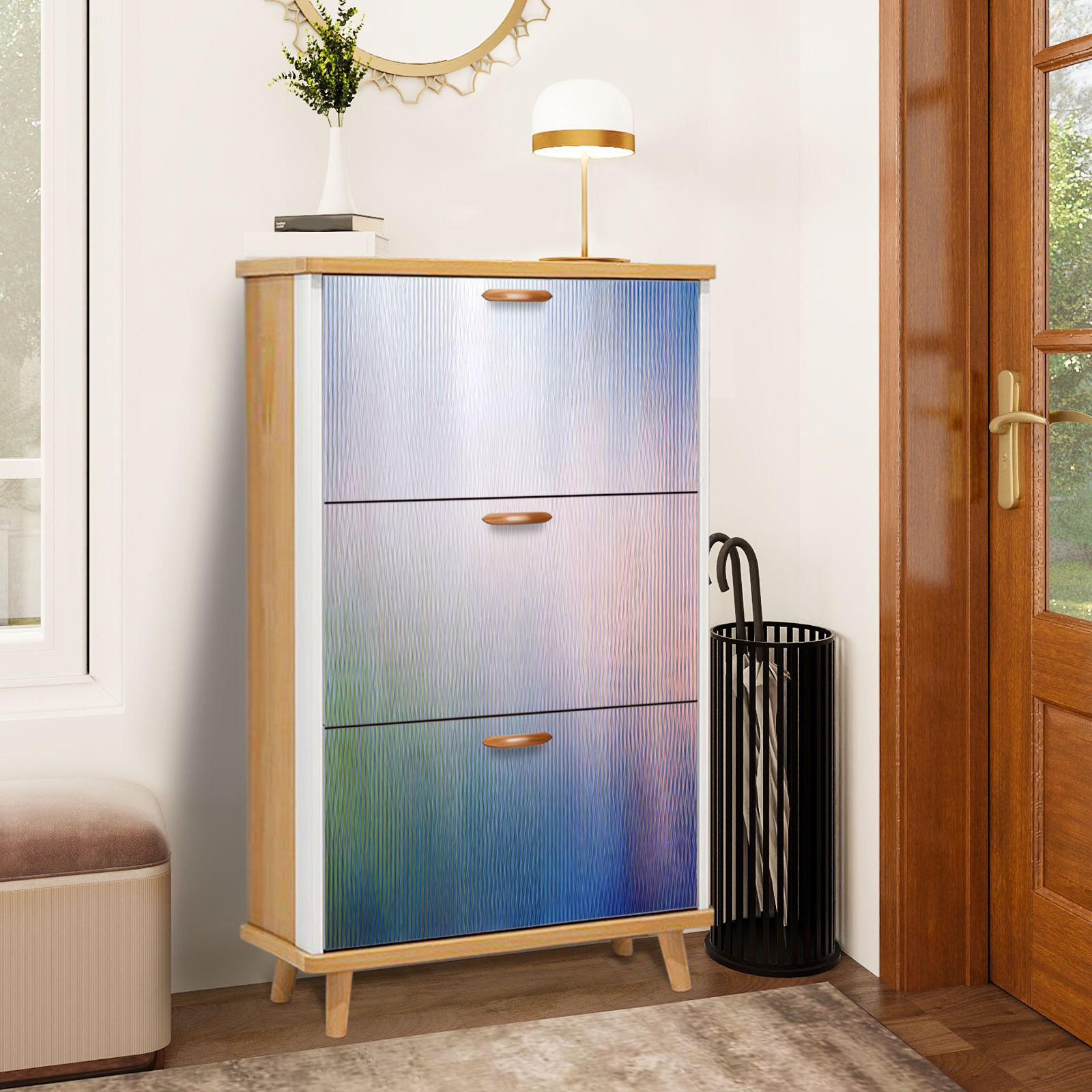 Brayden Studio® Shoe Storage Cabinet with 3 Flip Drawers for White pink ...