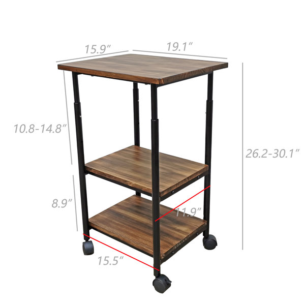 FixtureDisplays Table Top, 3-Tier Printer Table AV Cart, Height ...