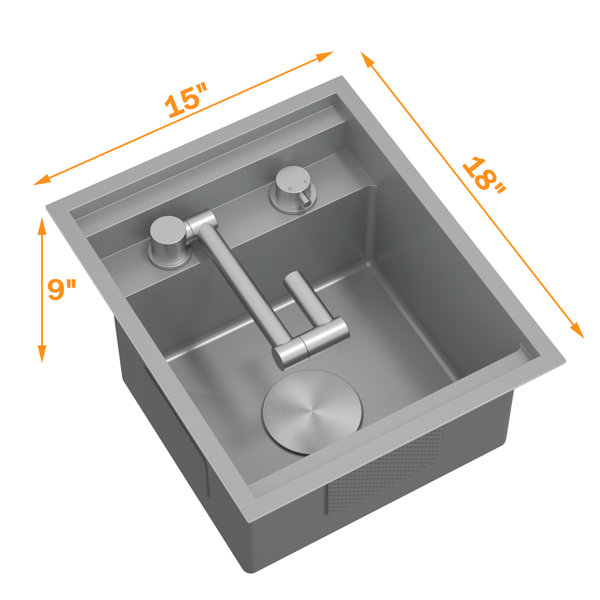 Polyfurniture 9L Kitchen Sink RV Sink With A Foldable Tap Inside | Wayfair