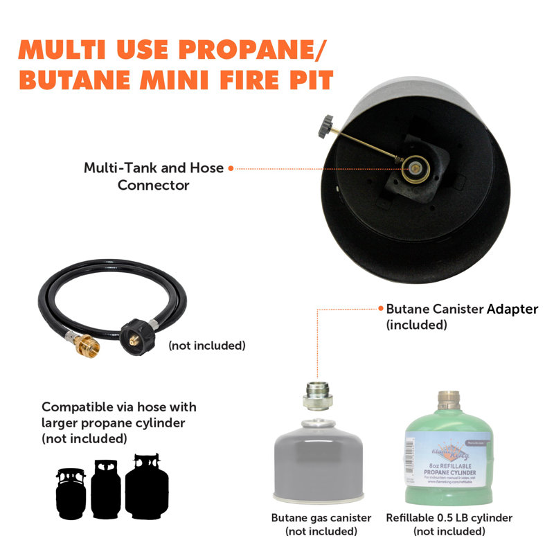 Flame King Mini Tabletop Fire Pit, Dual Fuel Propane and Butane ...