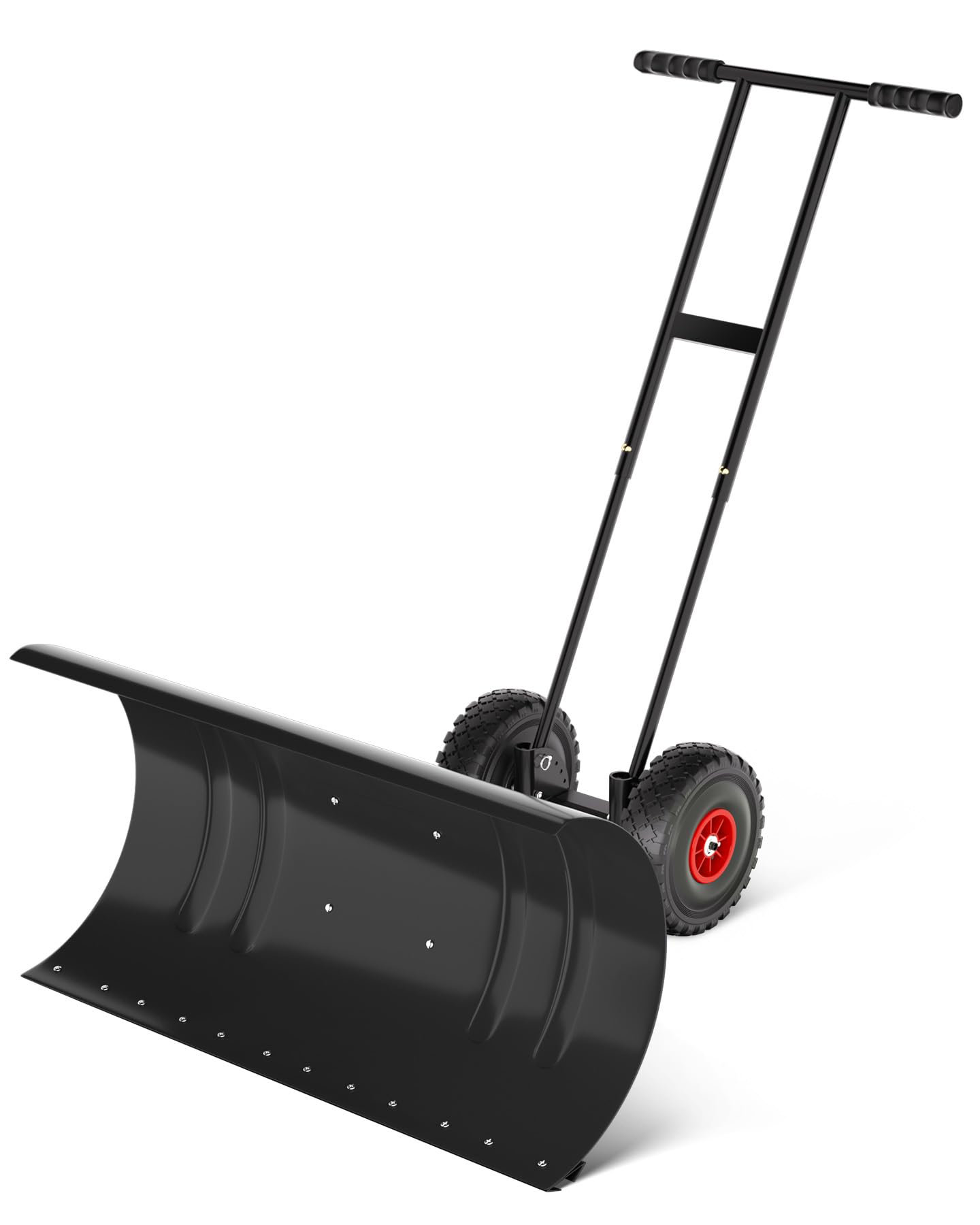 FXSGER Manual Snow Shovel with Wheels, 91cm Heavy Duty Metal Snow ...