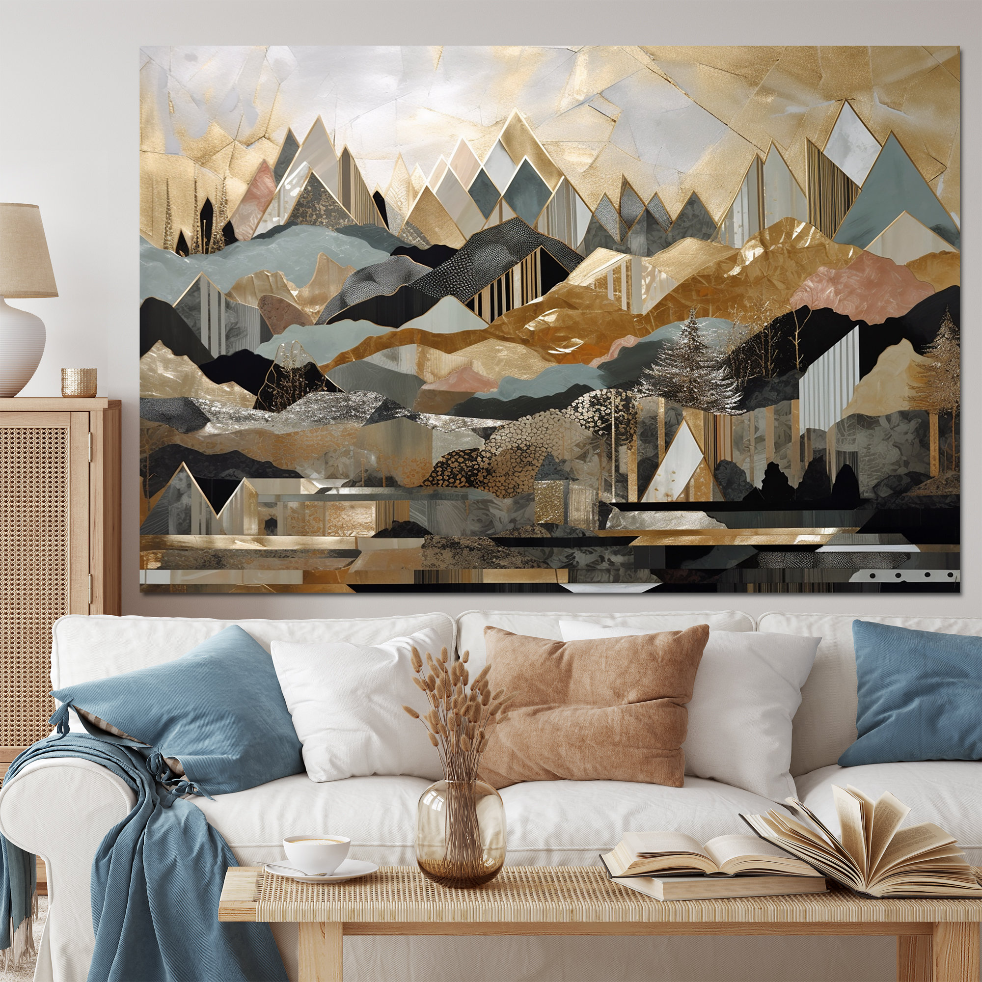 Design Art Grey And Gold Geometric Horizons I - City Geometric Framed ...