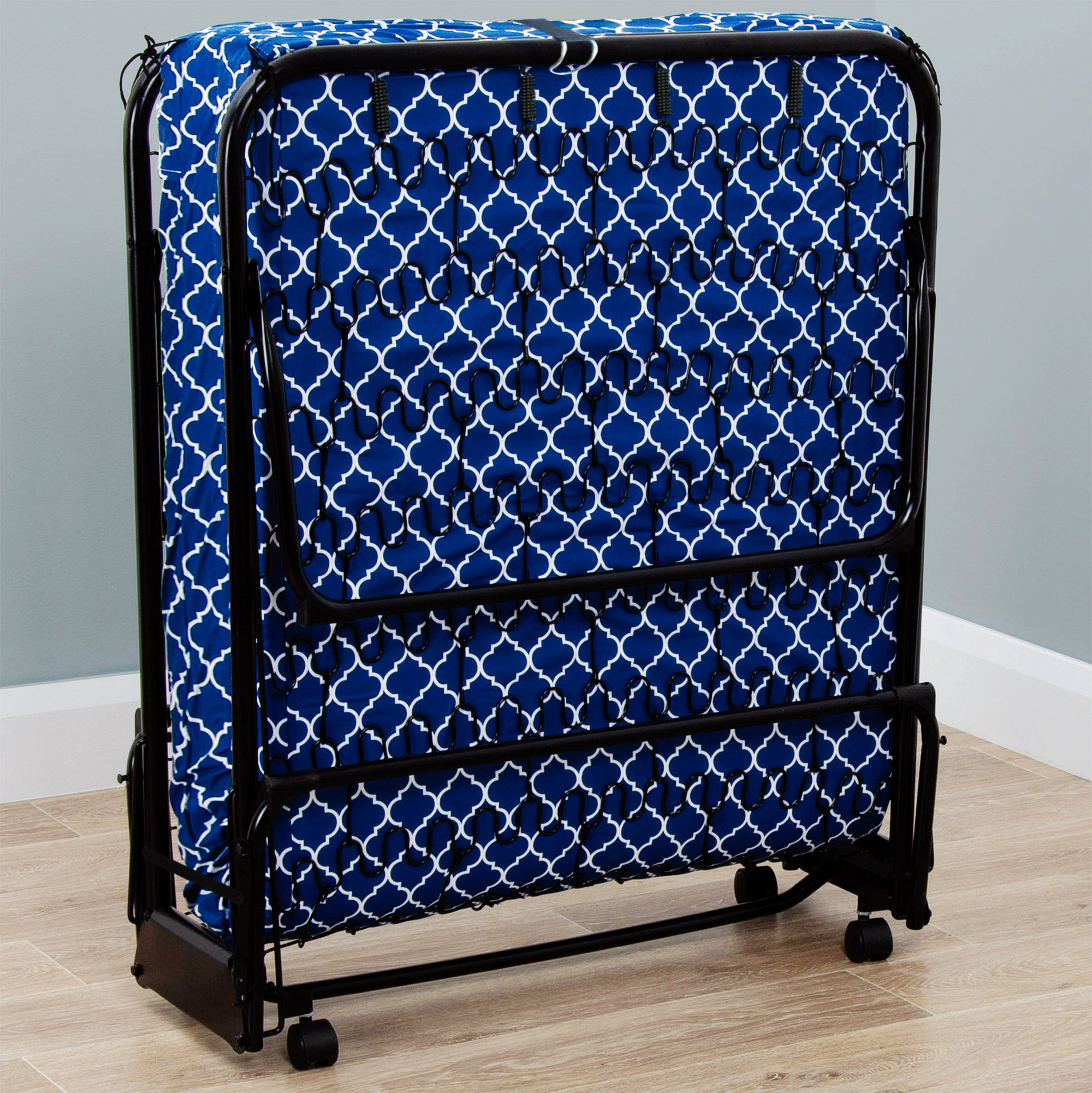 Winston Porter Metal Folding Bed Frame with Foam Mattress,Easy Storage ...