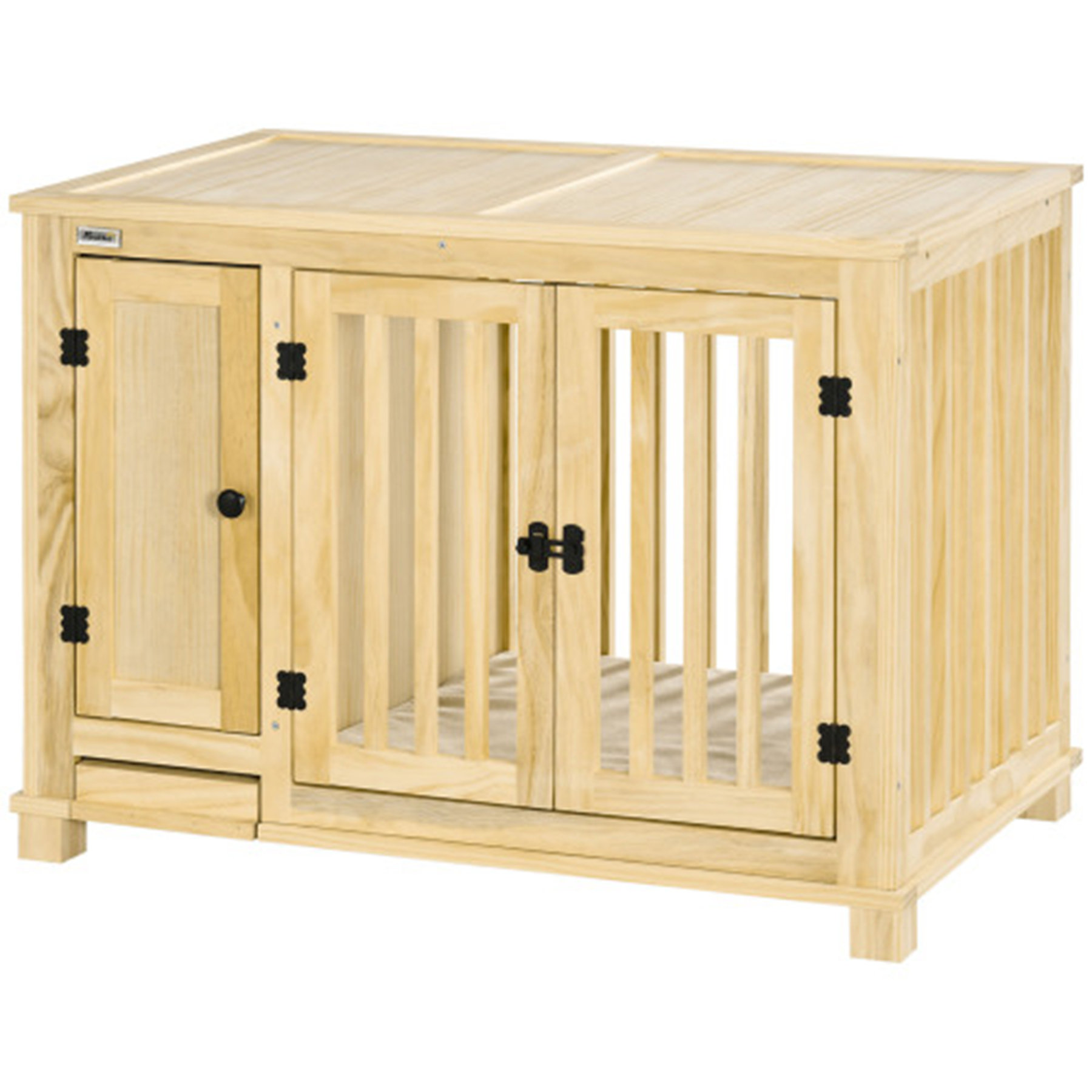 Brayden Studio® Wood Dog Crate Furniture with Hidden Food Bowl in ...