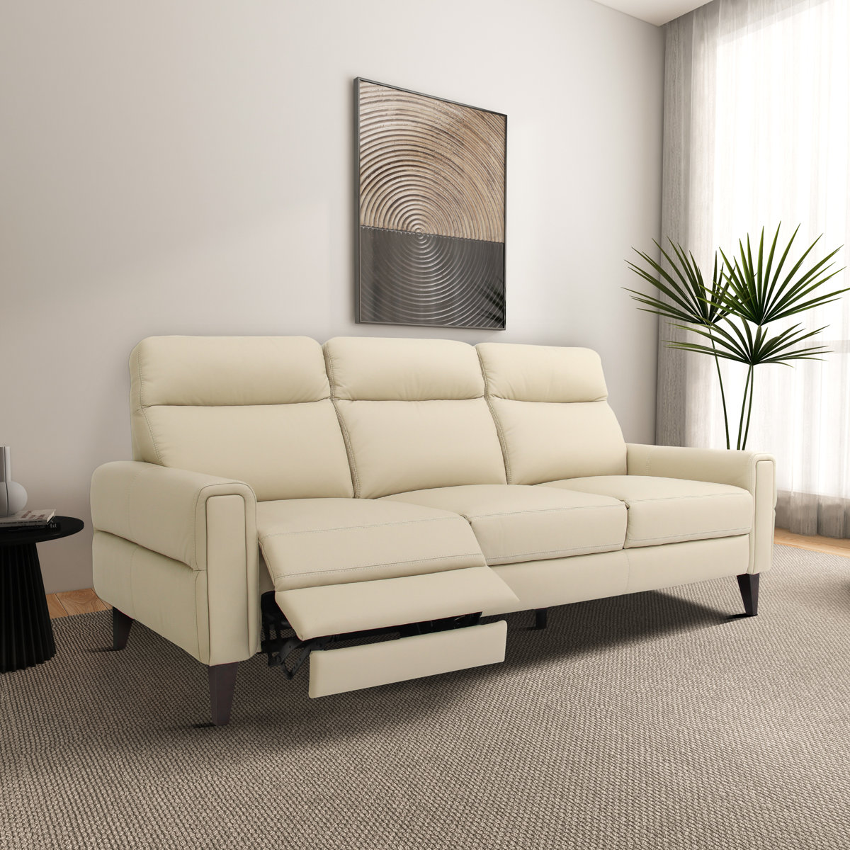 Corrigan Studio® Rahim 78.7" Wide Mid Century Modern Leather Incliner ...