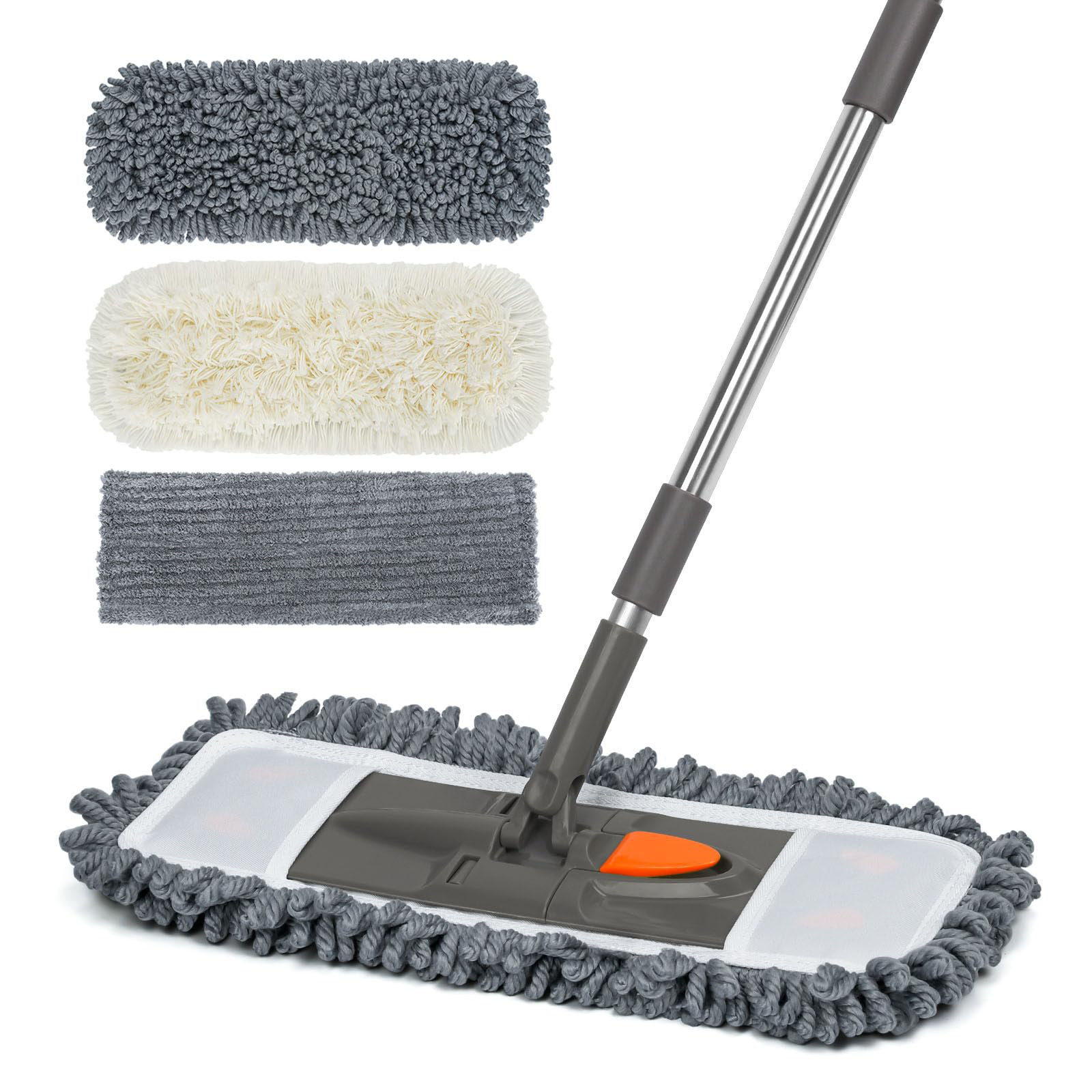 FEIYAN Microfiber Dust Mop With 3 Reusable Washable Pads - 58" Long ...