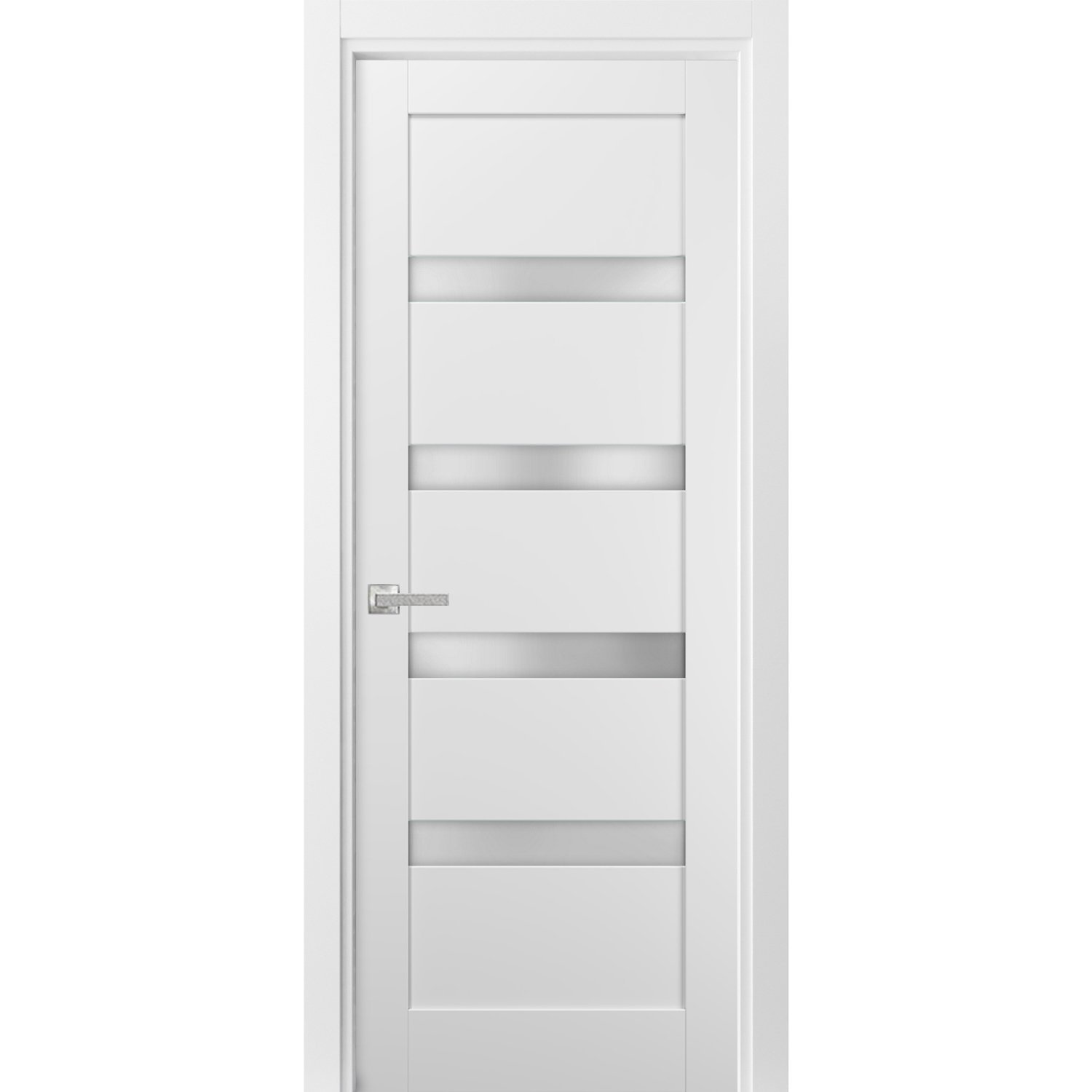 SARTODOORS Quadro Frosted Glass Standard White Door with Installation ...