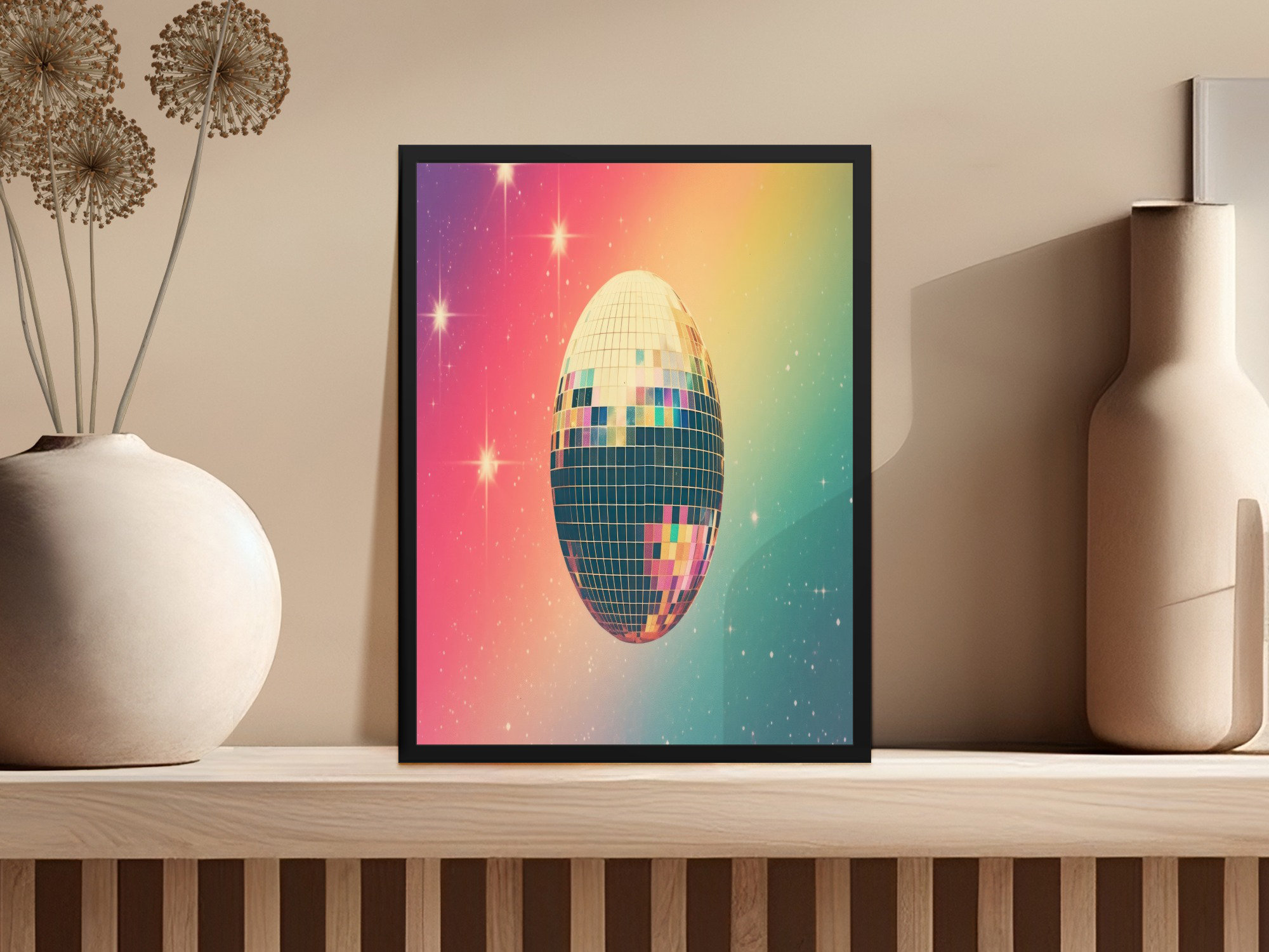 Brayden Studio Disco Ball against Space Backdrop Design Art Framed ...